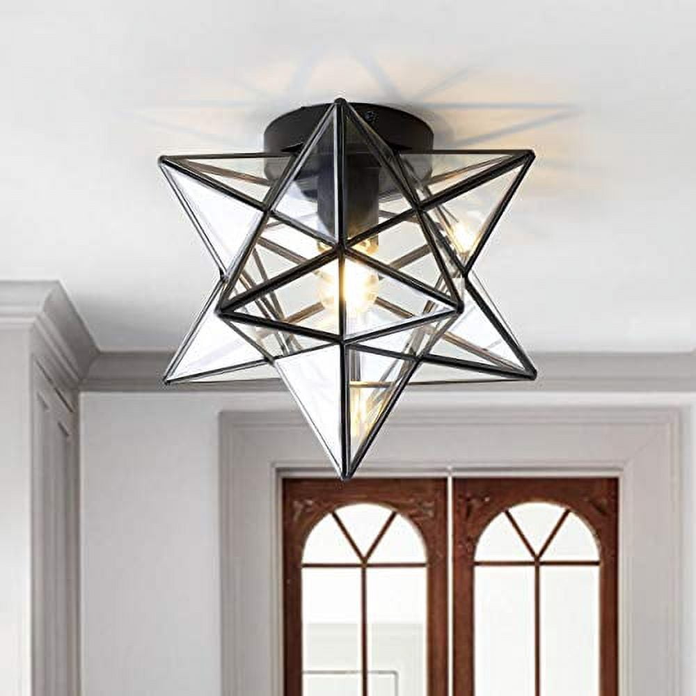 JONATHAN Y JYL9035A Stella 12" Moravian Star Metal/Glass LED Flush ...