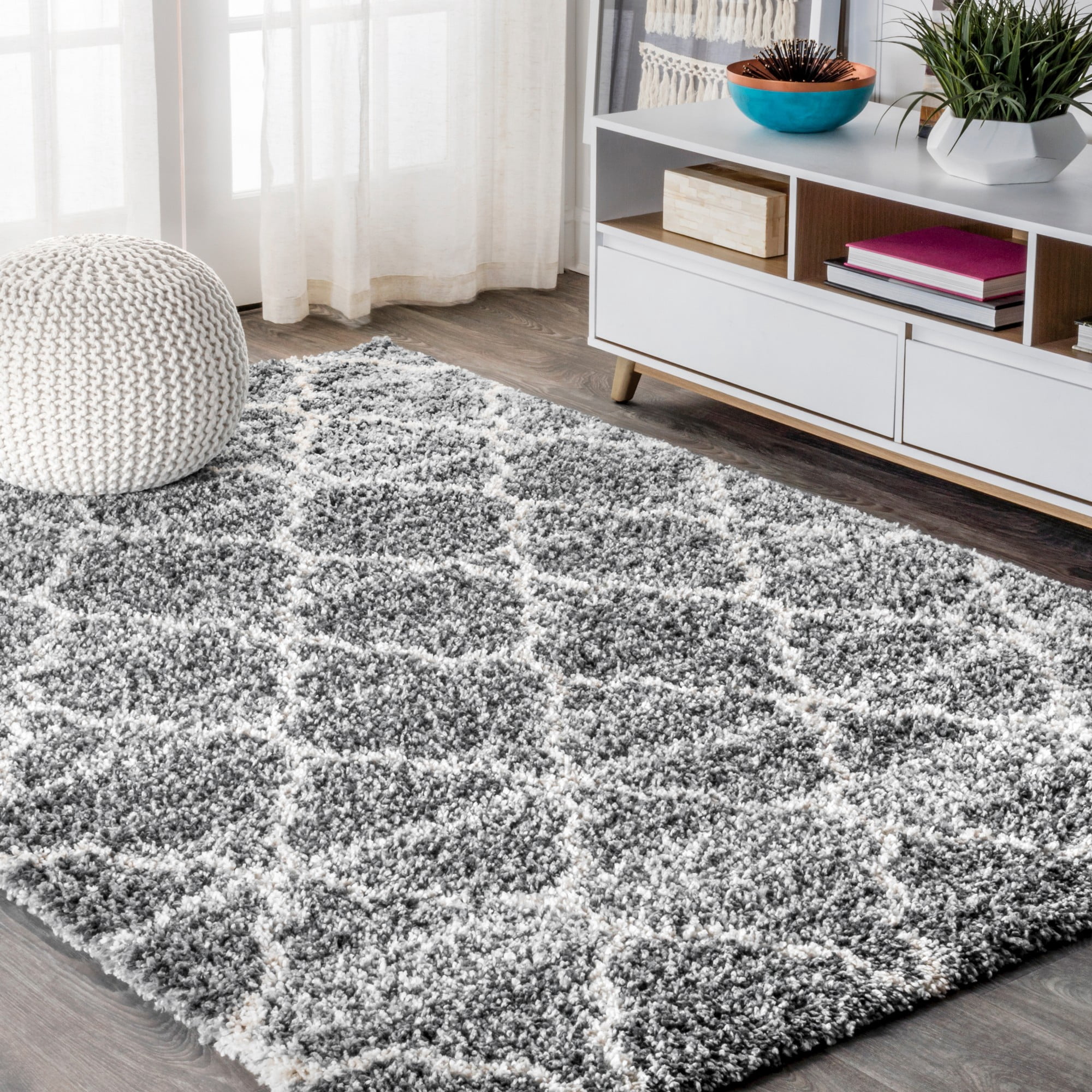 JONATHAN Y MALIBU SHAG 4 x 6 Area Rug, Susa Ogee Moroccan Trellis ...