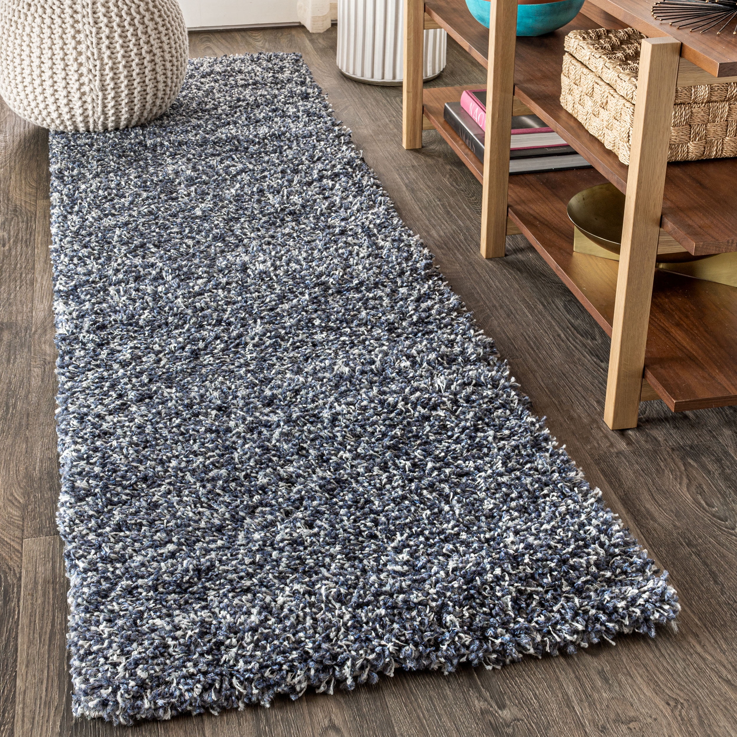 JONATHAN Y MERCER SHAG 2 x 8 Runner Rug, Mercer Plush - Denim Blue ...