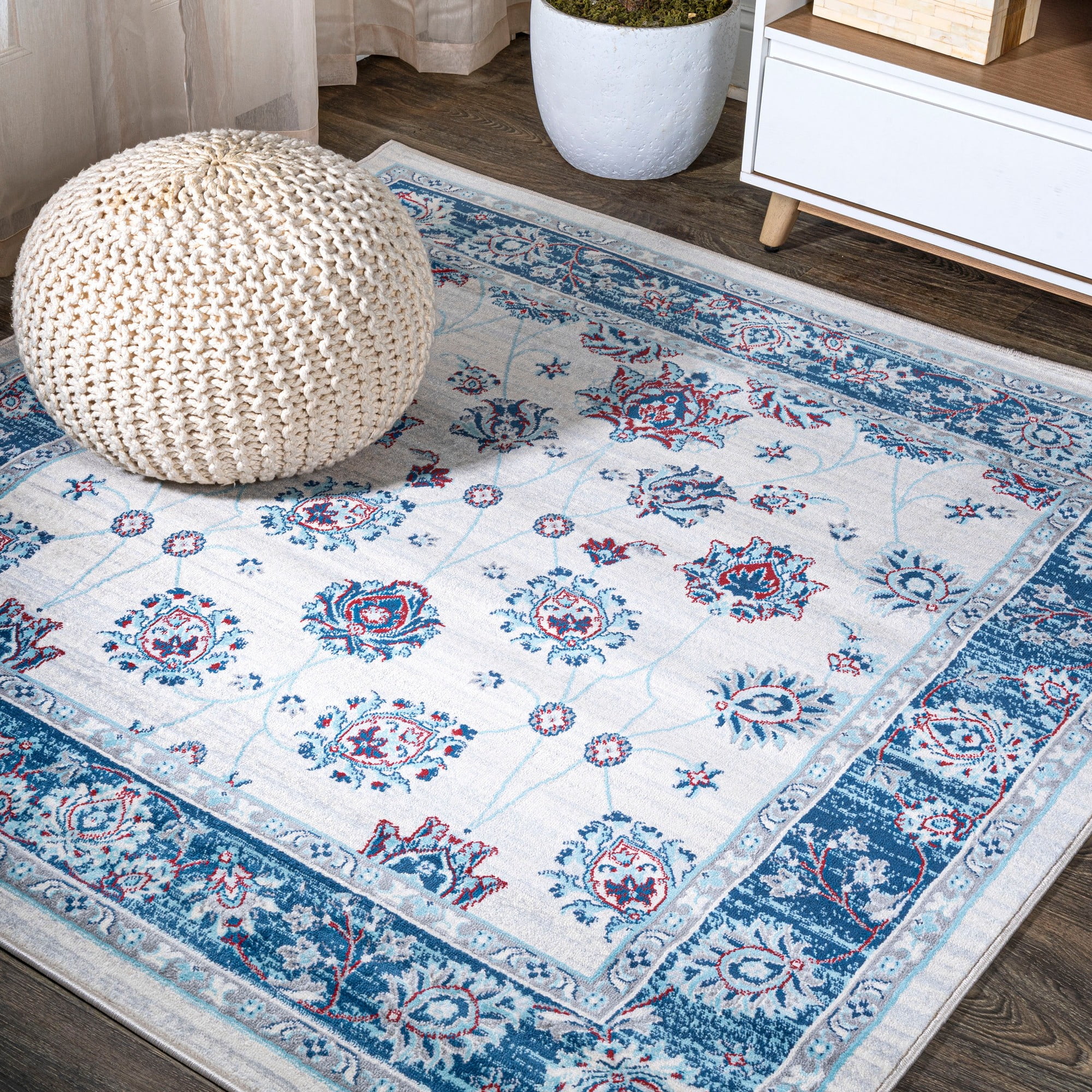JONATHAN Y MDP101C-6SQ Modern Persian Vintage Moroccan Traditional Blue ...