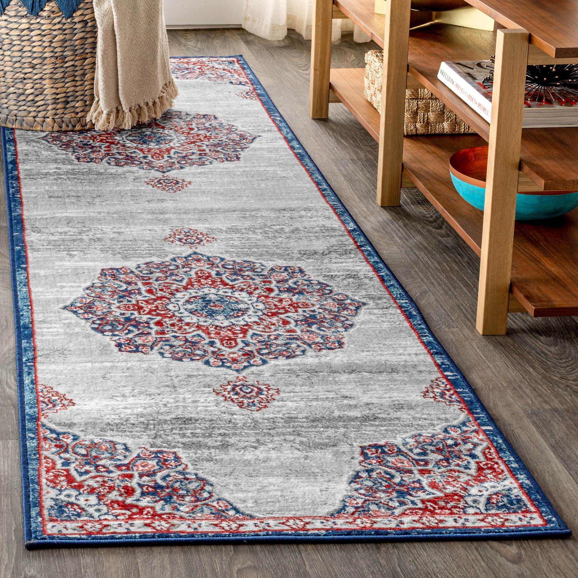 JONATHAN Y MODERN PERSIAN 2 x 8 Runner Rug, Vintage Moroccan Medallion ...