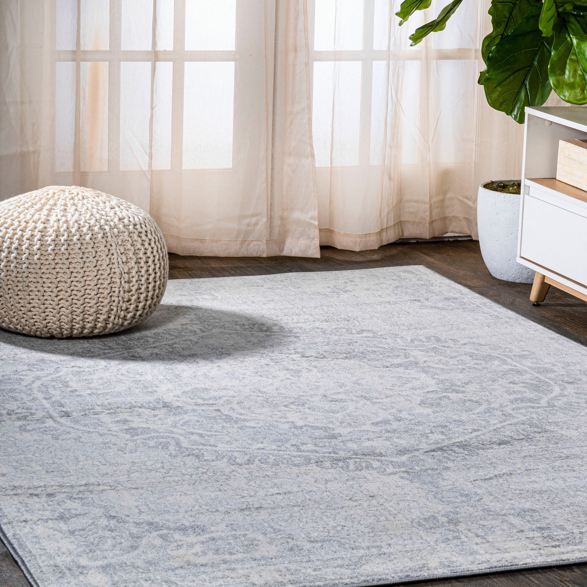 JONATHAN Y MDP105B-8 Modern Persian Vintage Medallion Gray/Ivory 8 ft ...