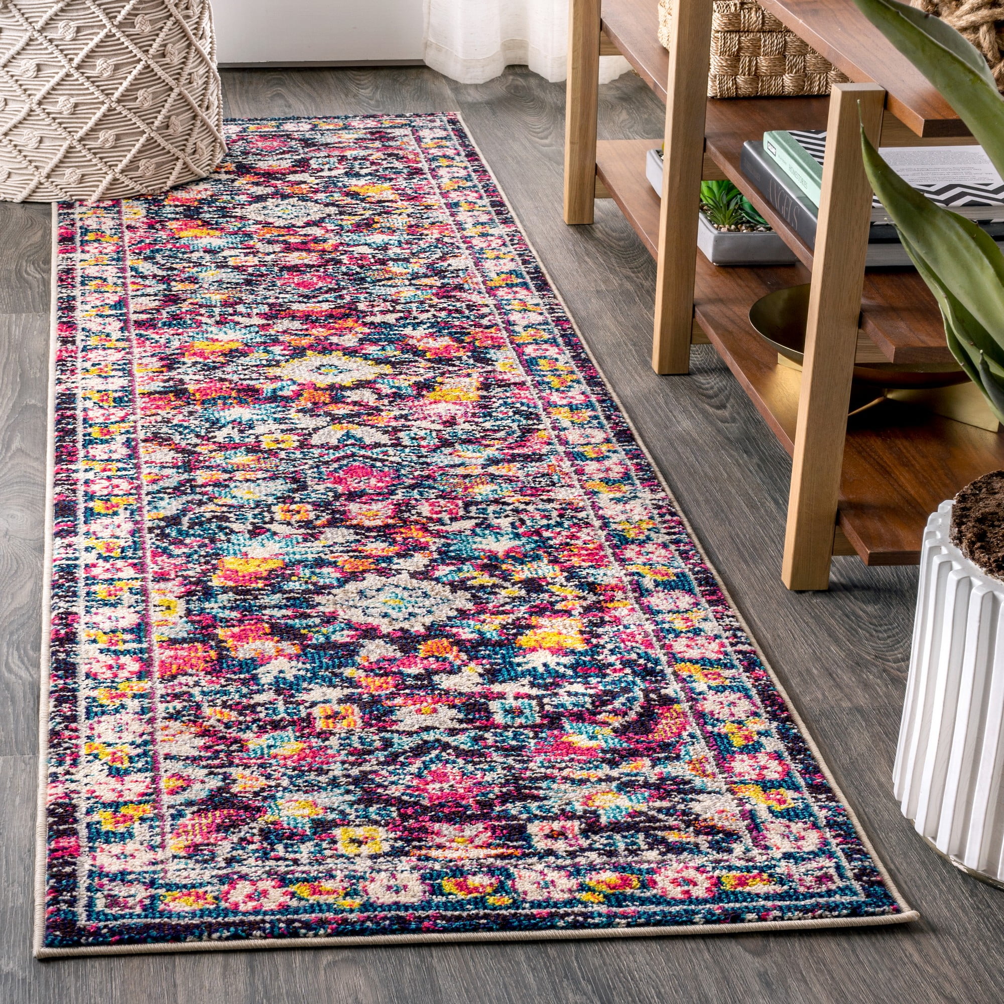 JONATHAN Y MODERN PERSIAN 2 x 8 Runner Rug, Boho Floral - Multi/Purple ...