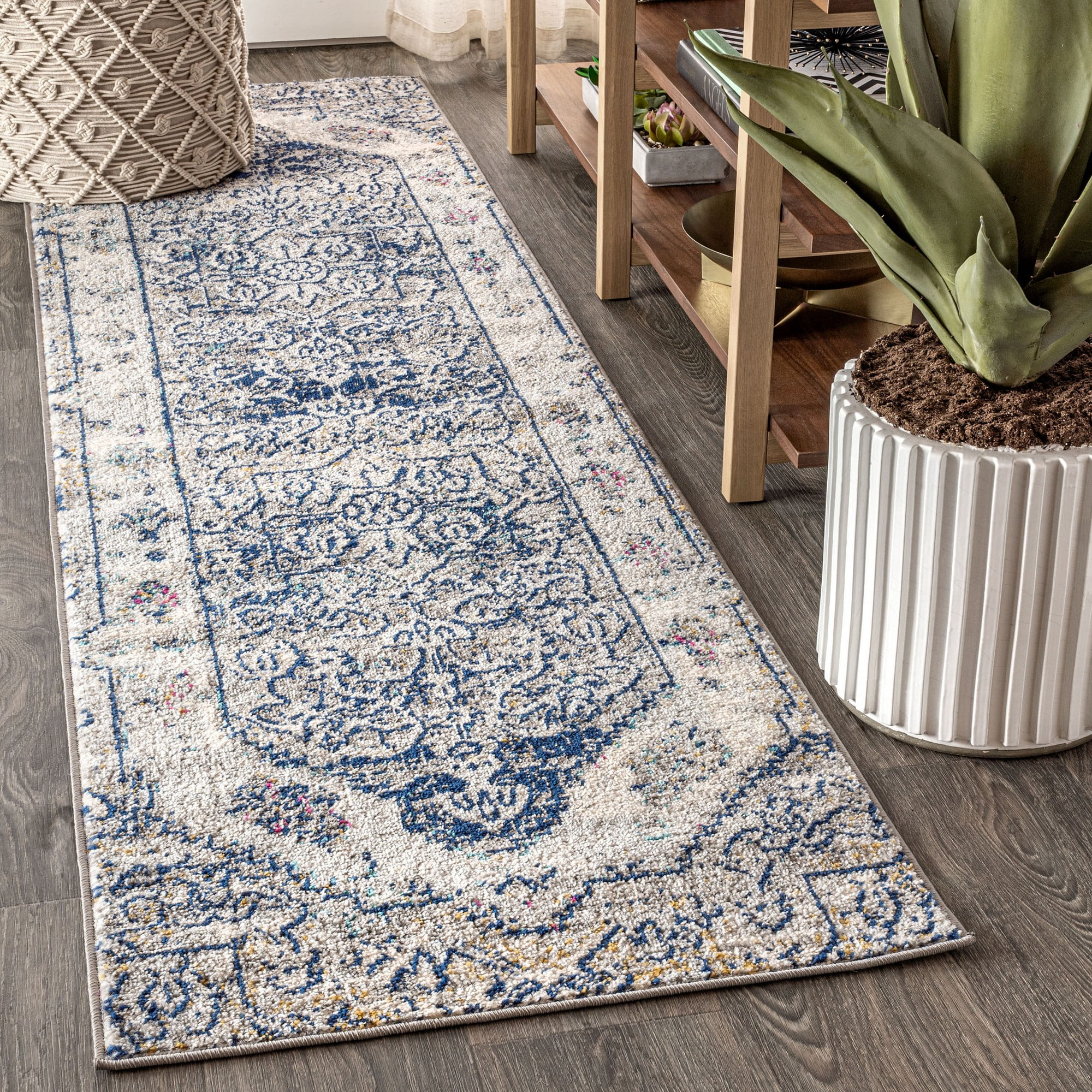 JONATHAN Y MODERN PERSIAN 2 x 8 Runner Rug, Boho Vintage - Cream/Blue ...