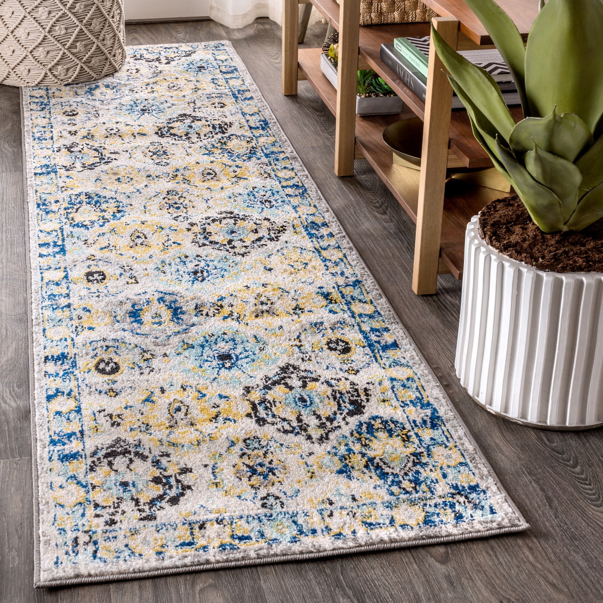 JONATHAN Y MODERN PERSIAN 2 x 8 Runner Rug, Boho Vintage Trellis - Blue ...