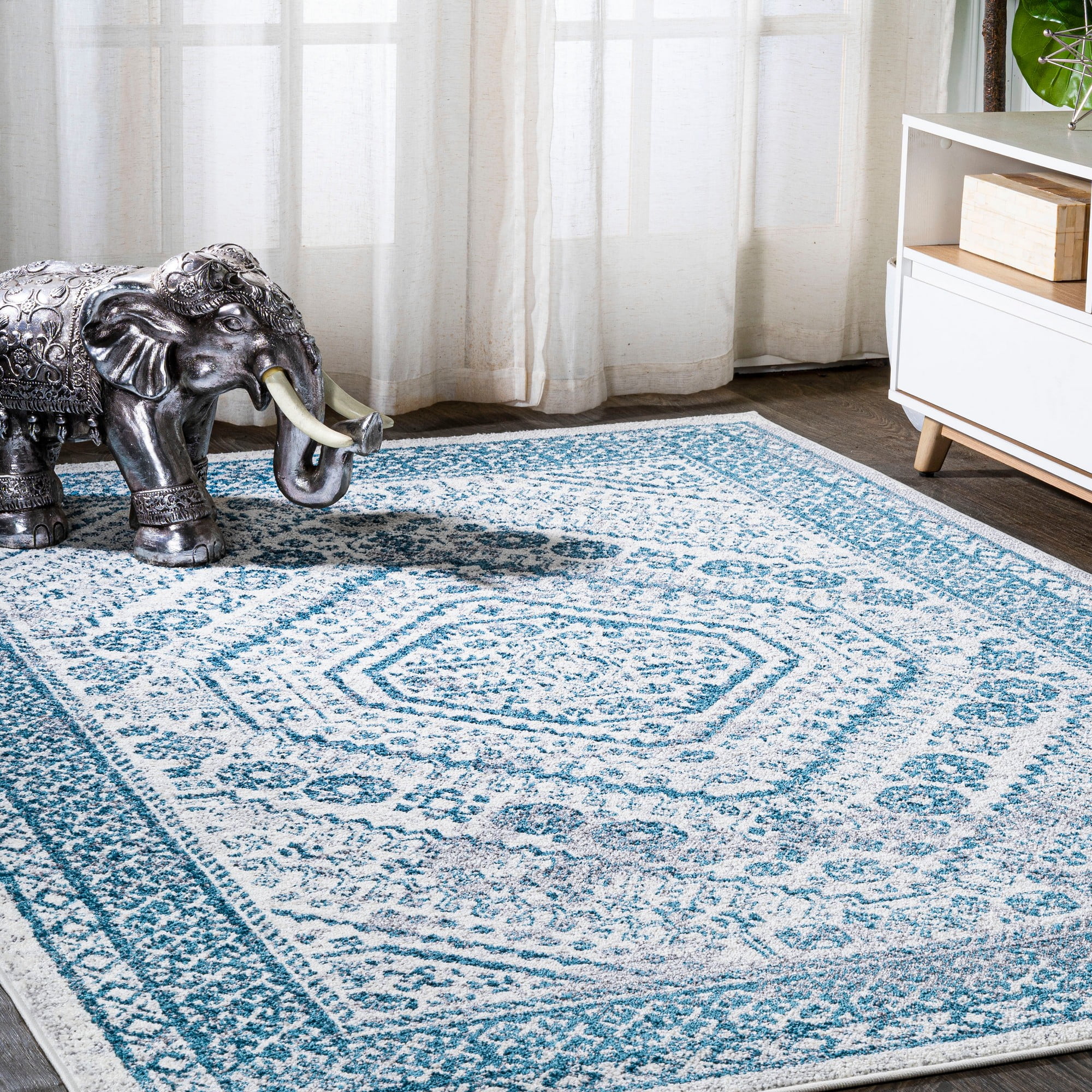 JONATHAN Y MODERN PERSIAN 5 x 8 Area Rug, Boho Cottage Medallion - Blue ...