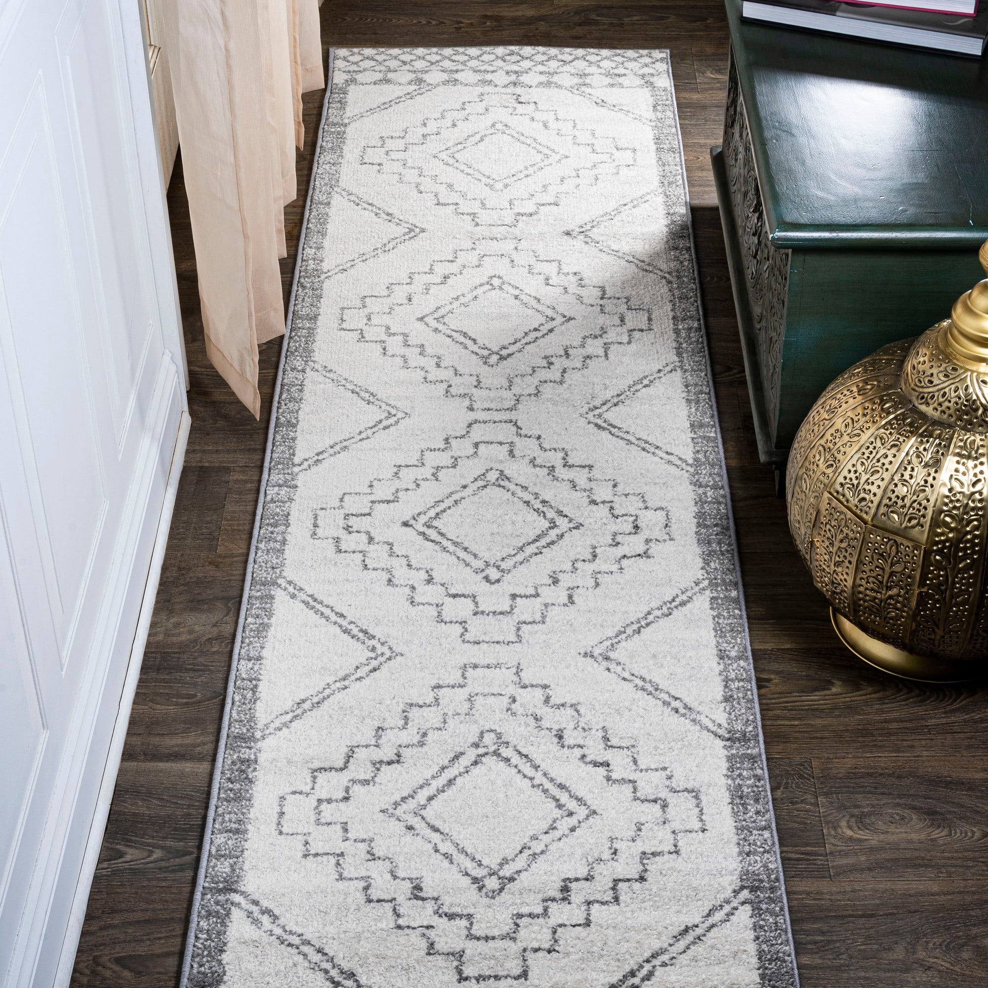 JONATHAN Y MOROCCAN HYPE Amir Moroccan Beni Souk Cream/Gray 2 ft. x 20 ...