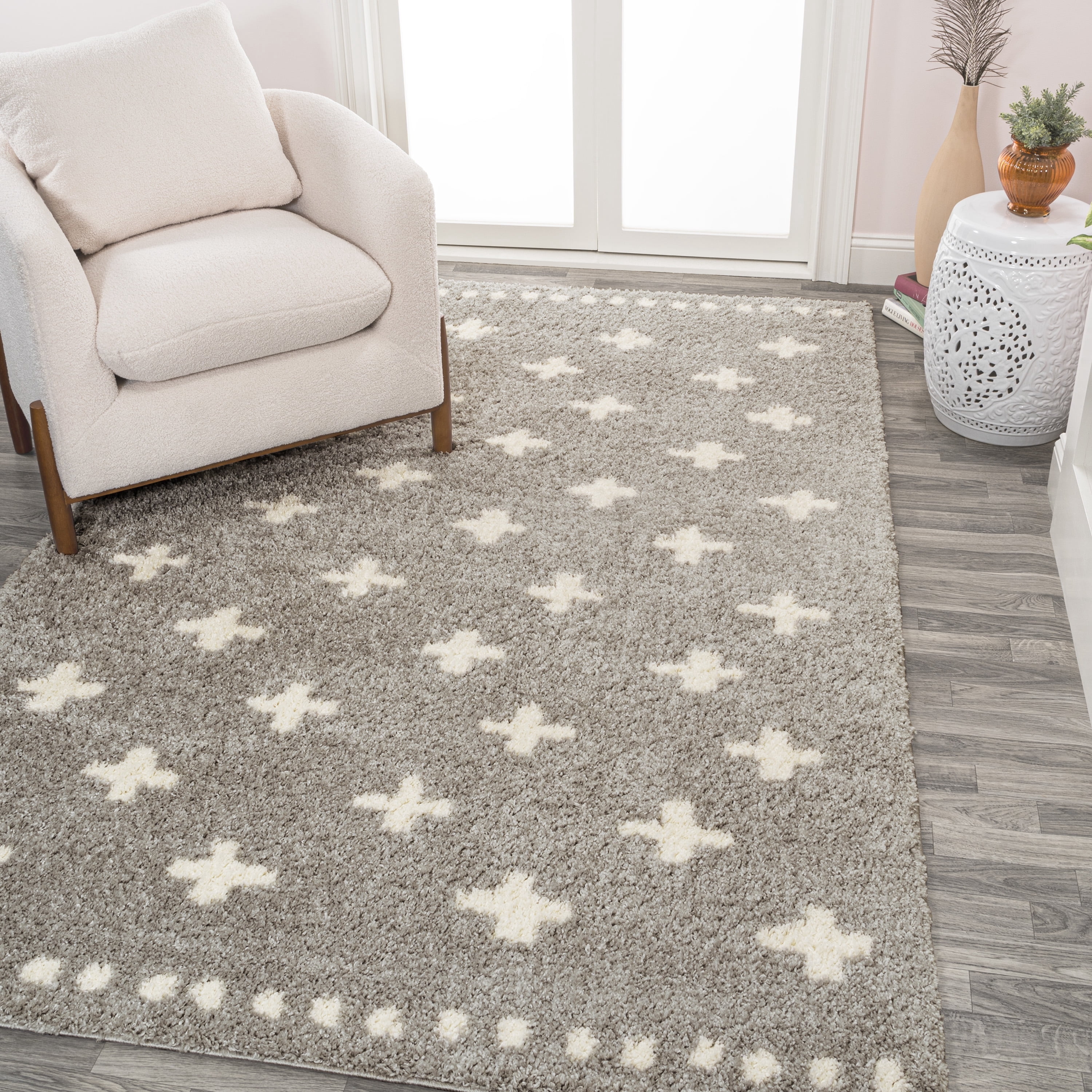 JONATHAN Y MOROCCAN HYPE 5 x 8 Area Rug, Cristo Berber Geometric Shag ...