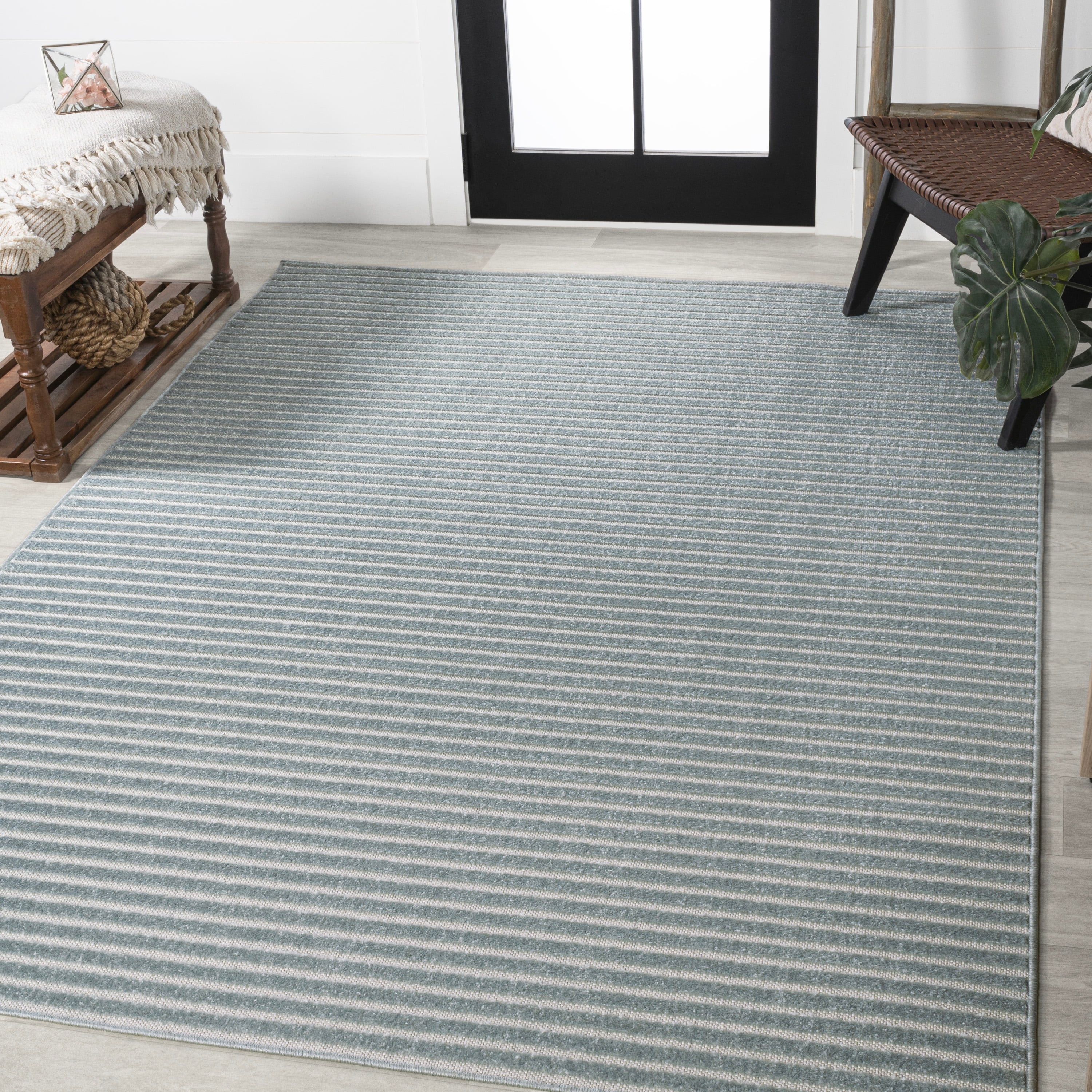 JONATHAN Y Maribo Minimalist Scandi Striped Navy/ivory Area Rug 5 X 8 ...