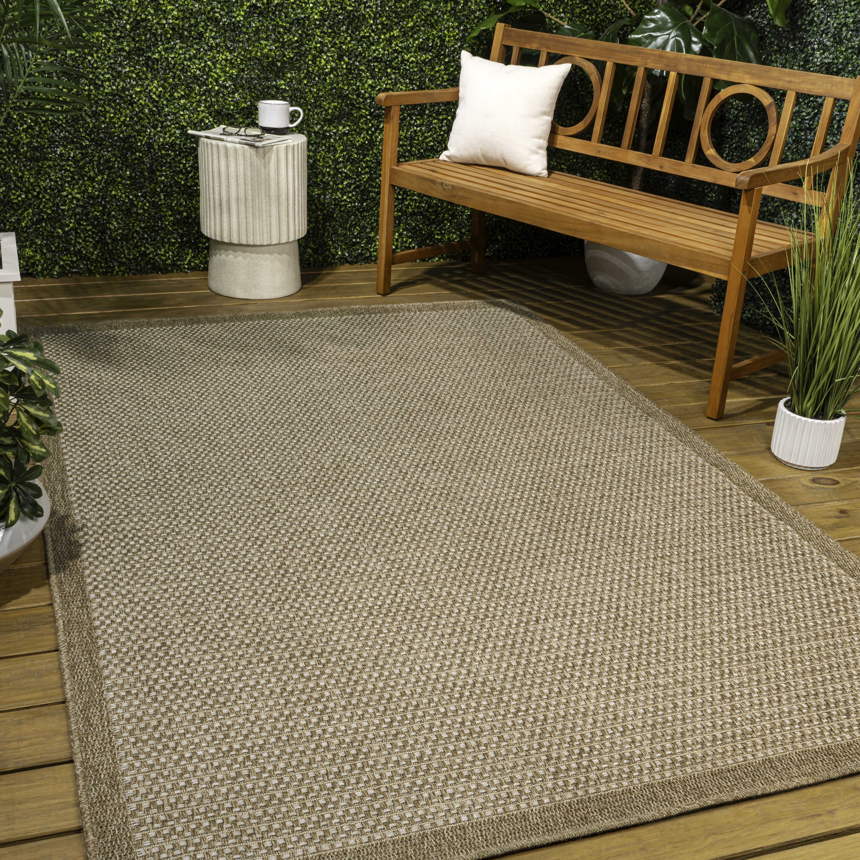 JONATHAN Y Maxine Easy Jute Contemporary Border Boho Fine Rib Weave ...