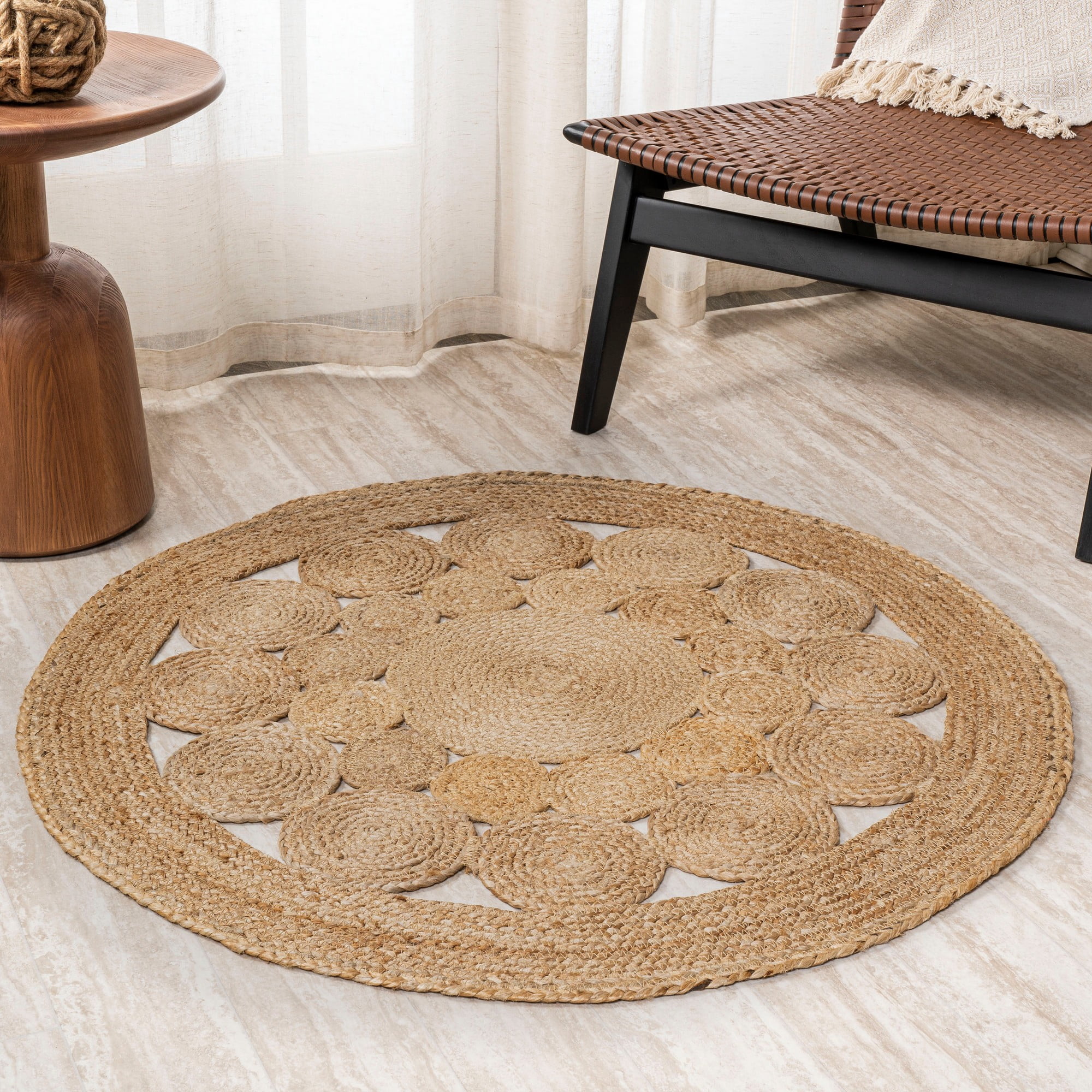 JONATHAN Y RNF100A-4R Cassia Round Natural Jute Boho Circle Natural 4 ...