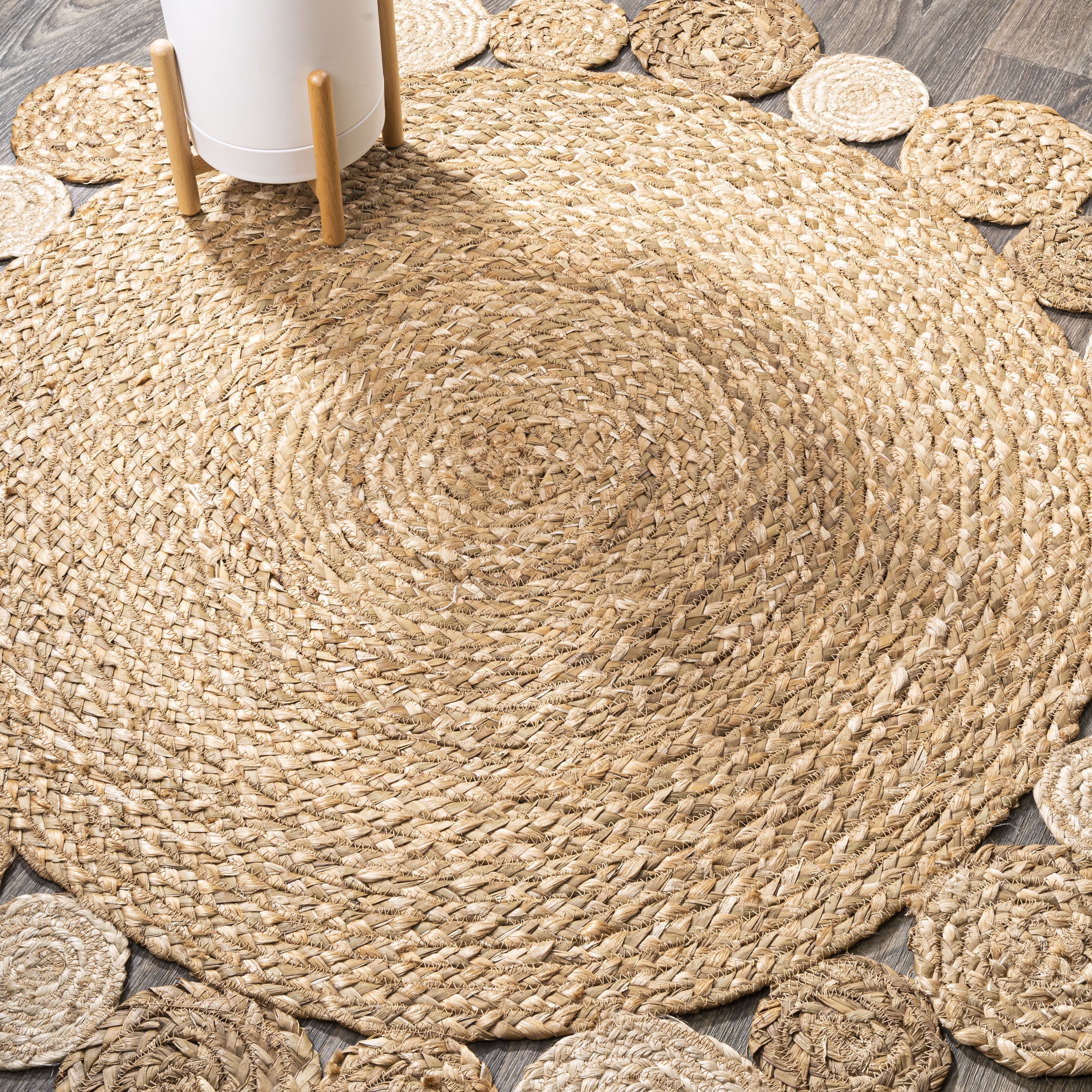JONATHAN Y ANSA 8' Round Area Rug, Eden Jute Hippie Circle - Natural ...