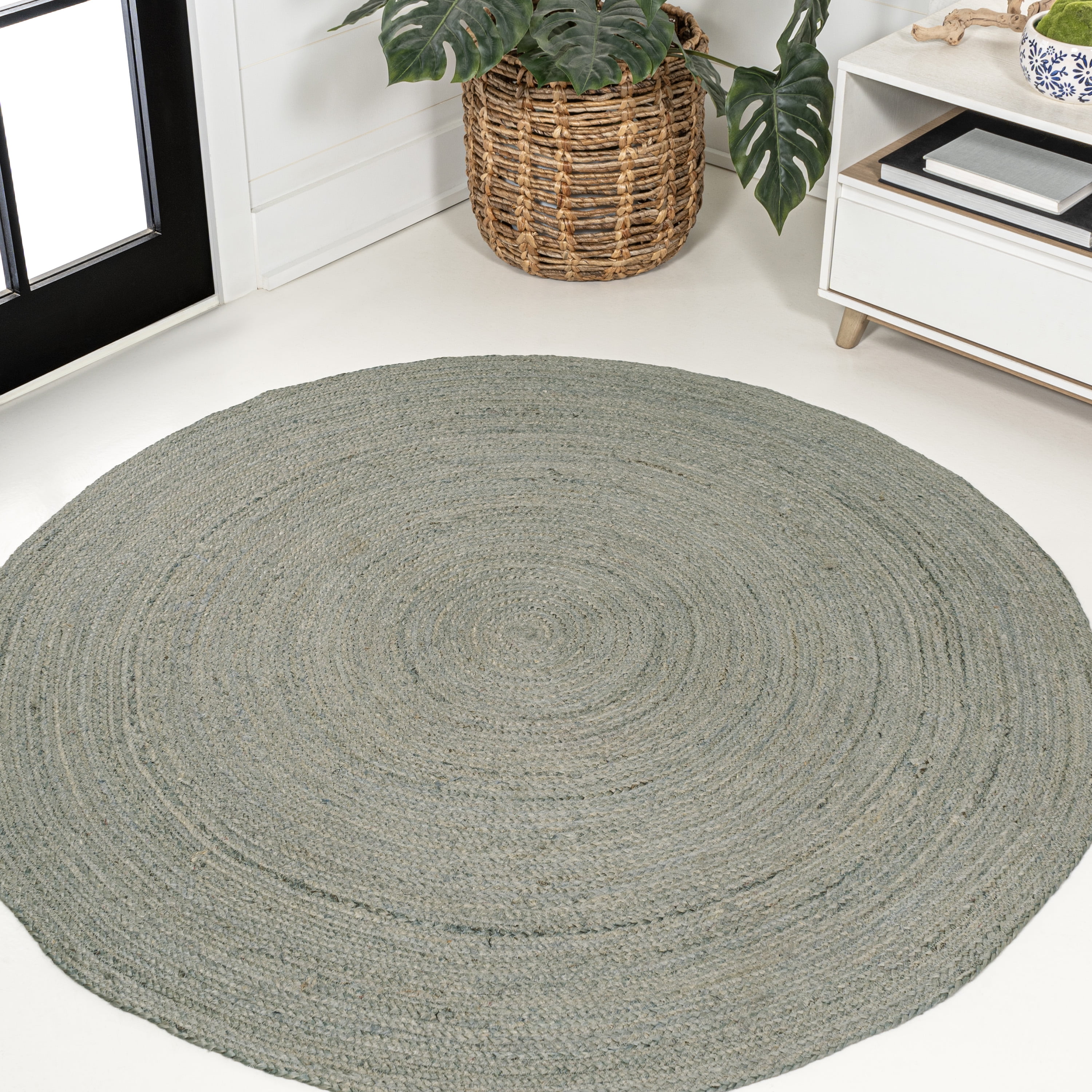 JONATHAN Y ANSA 4' Round Area Rug, Zara Braided Coastal Cottage Jute ...