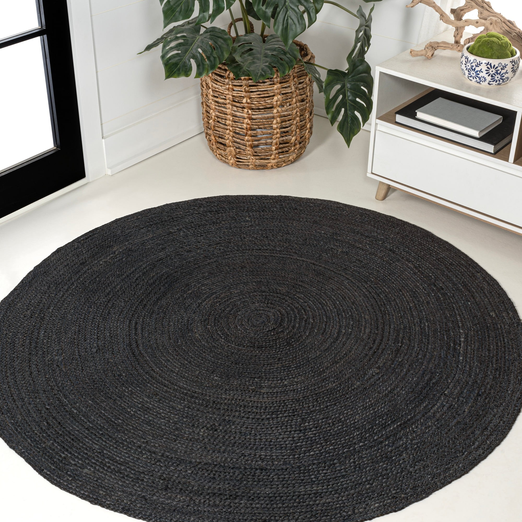 JONATHAN Y ANSA 6' Round Area Rug, Zara Braided Coastal Cottage Jute ...