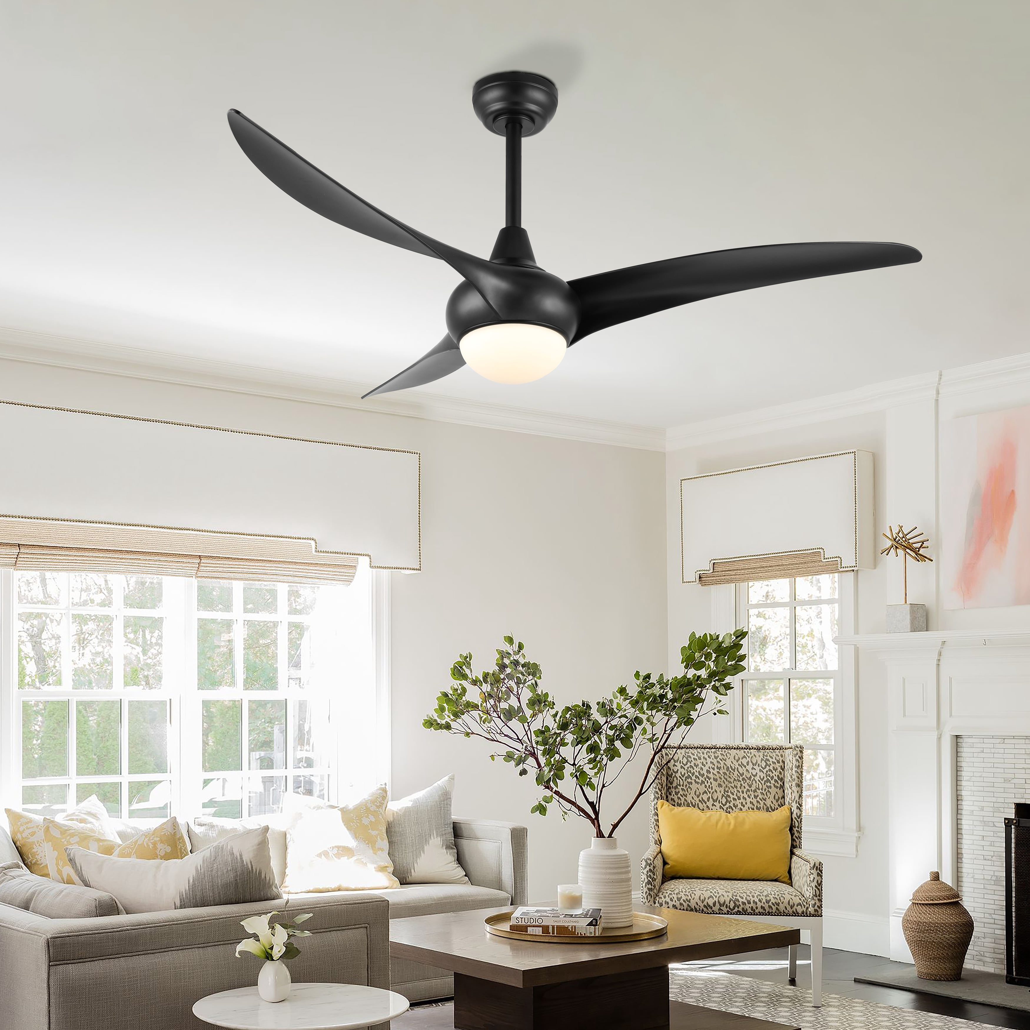 JONATHAN Y Raffles 52" 1-Light Vintage Iron/Plastic Mobile-App/Remote ...