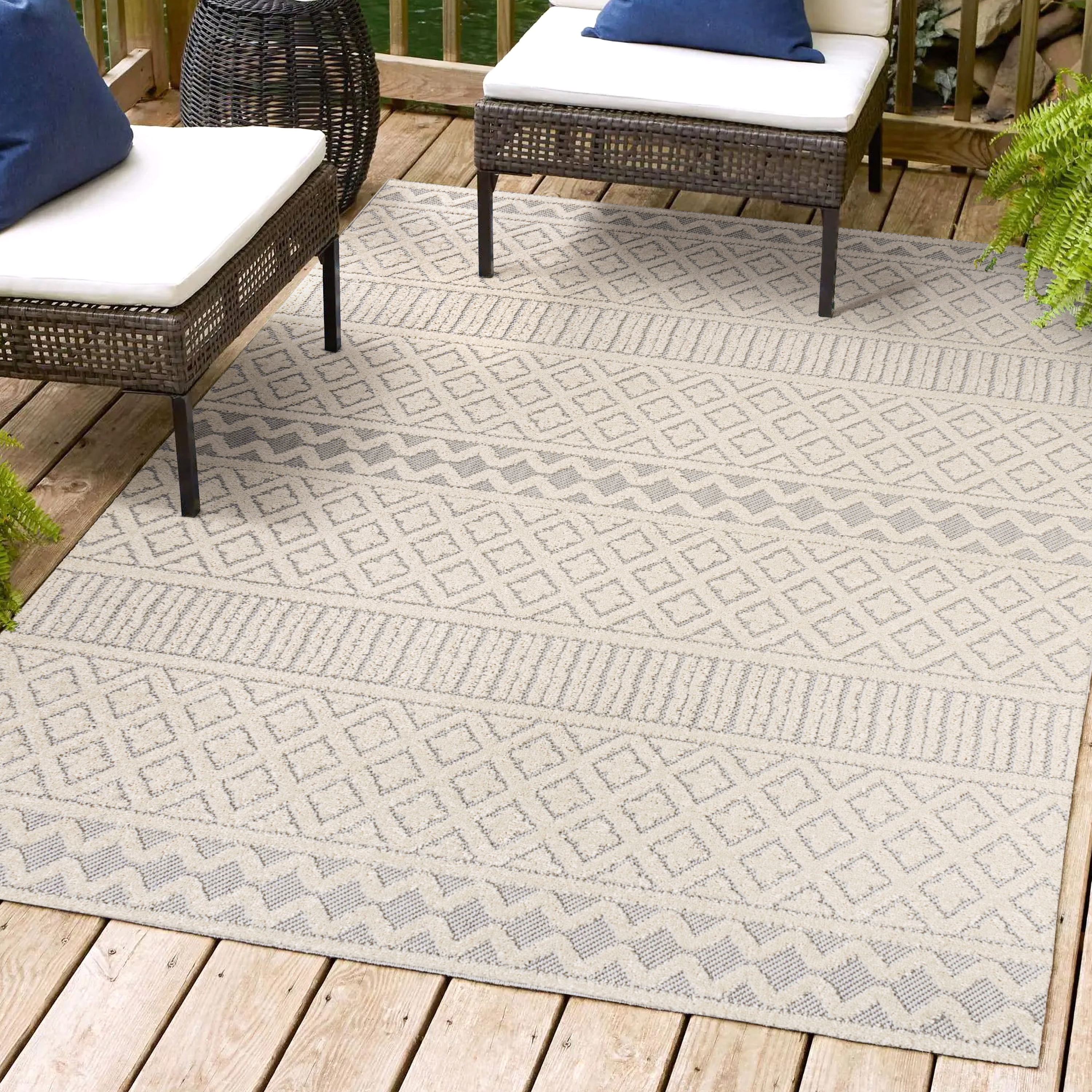 JONATHAN Y SBH109A-8 Ormond High-Low Modern Trellis Geometric Cream ...