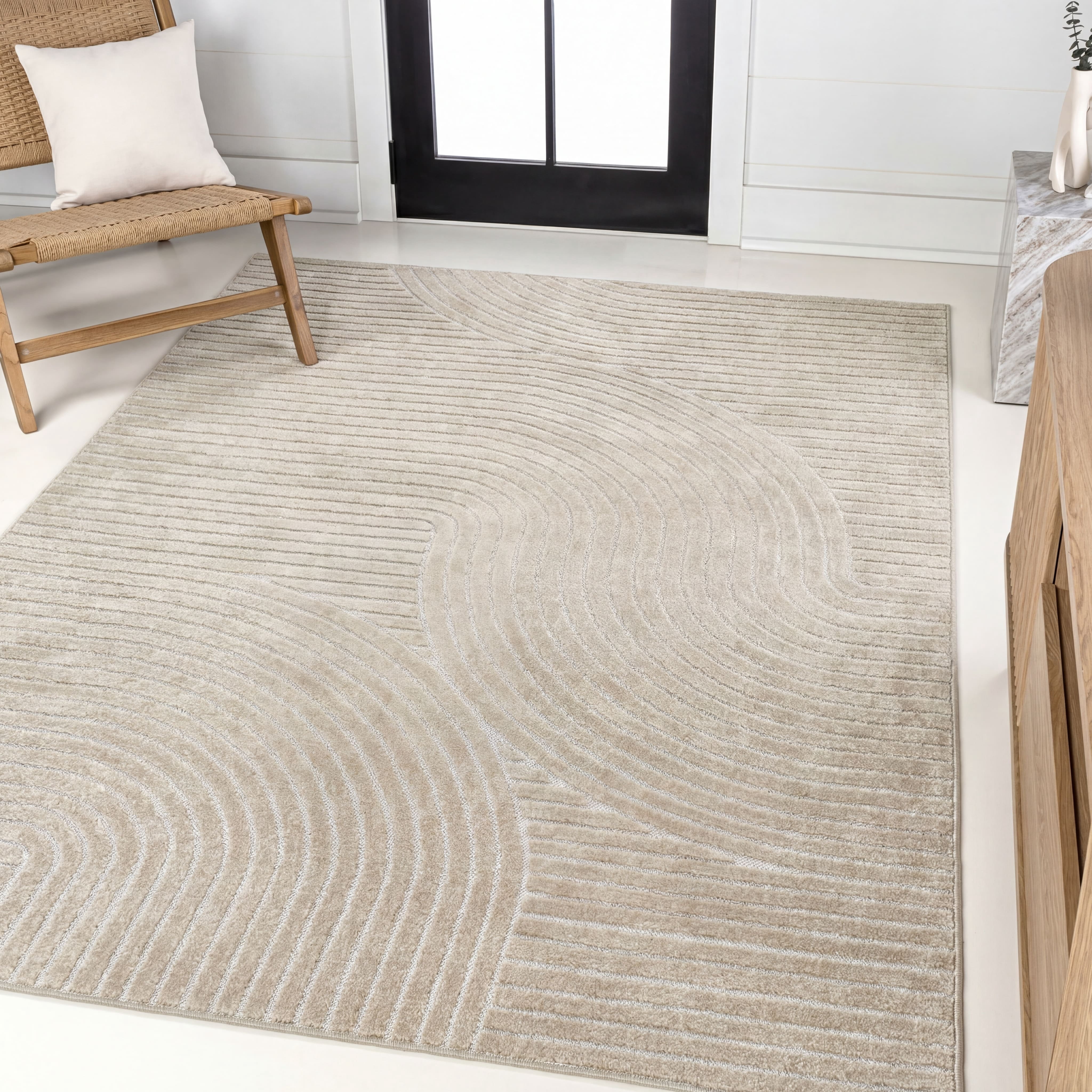 JONATHAN Y SCANDINAVIAN 5 x 8 Area Rug, Hallie Minimalist Curve ...