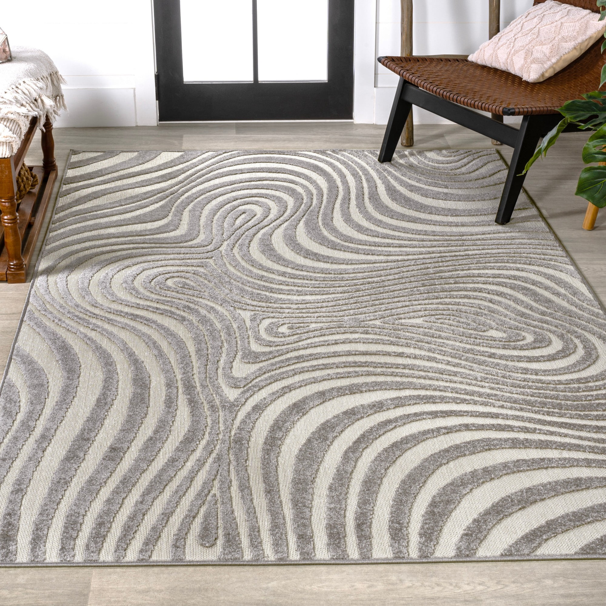 JONATHAN Y SCN103B-15 Maribo High-Low Abstract Groovy Striped Gray ...