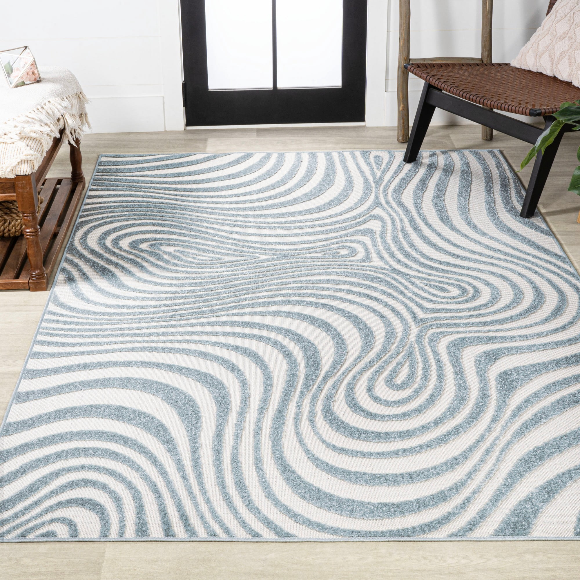 JONATHAN Y SCN103C-14 Maribo High-Low Abstract Groovy Striped Light ...