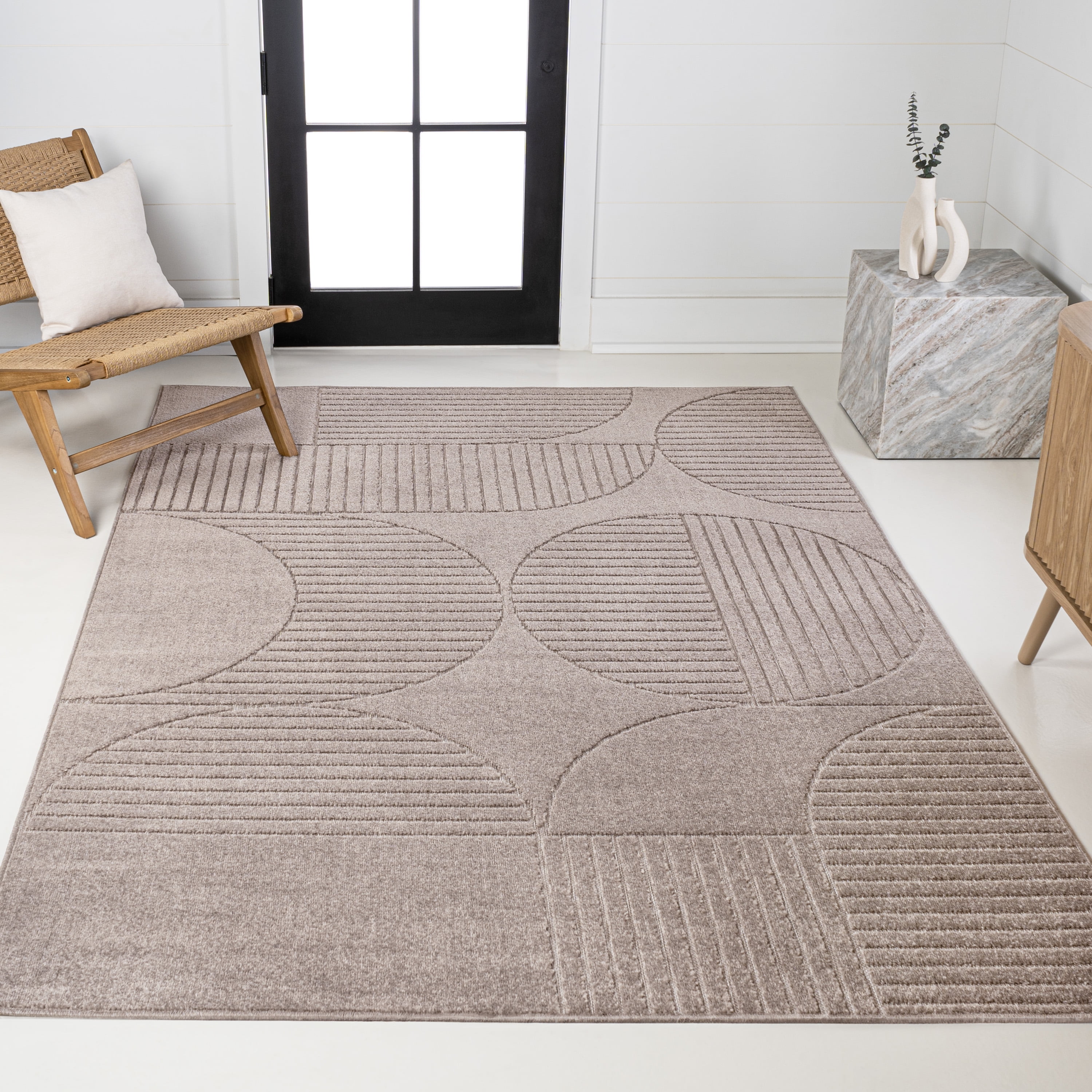 JONATHAN Y SCANDINAVIAN Nordby High-Low Geometric Arch Scandi Striped ...
