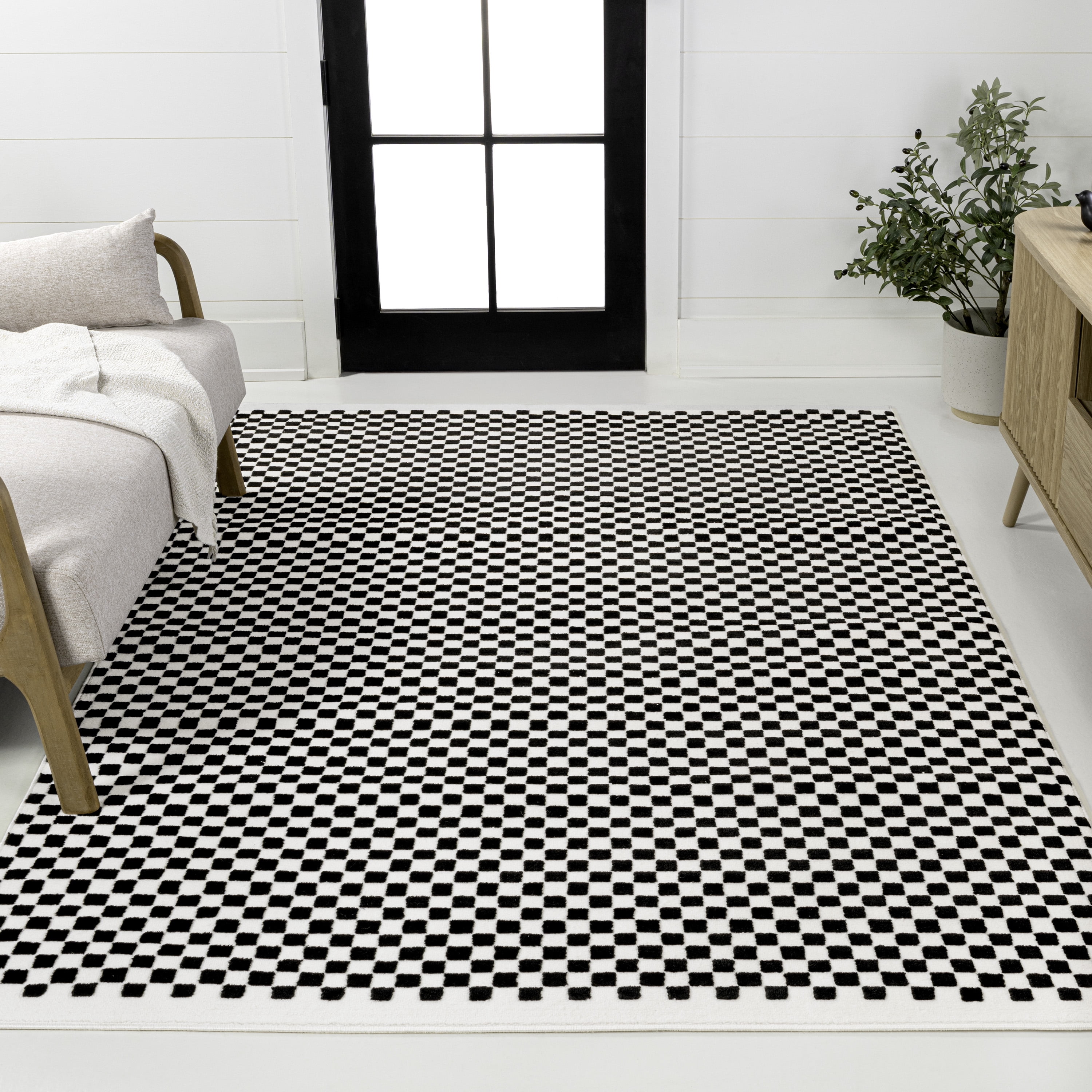 JONATHAN Y SCANDINAVIAN 8 x 10 Area Rug, Finn Minimalist Checkered ...
