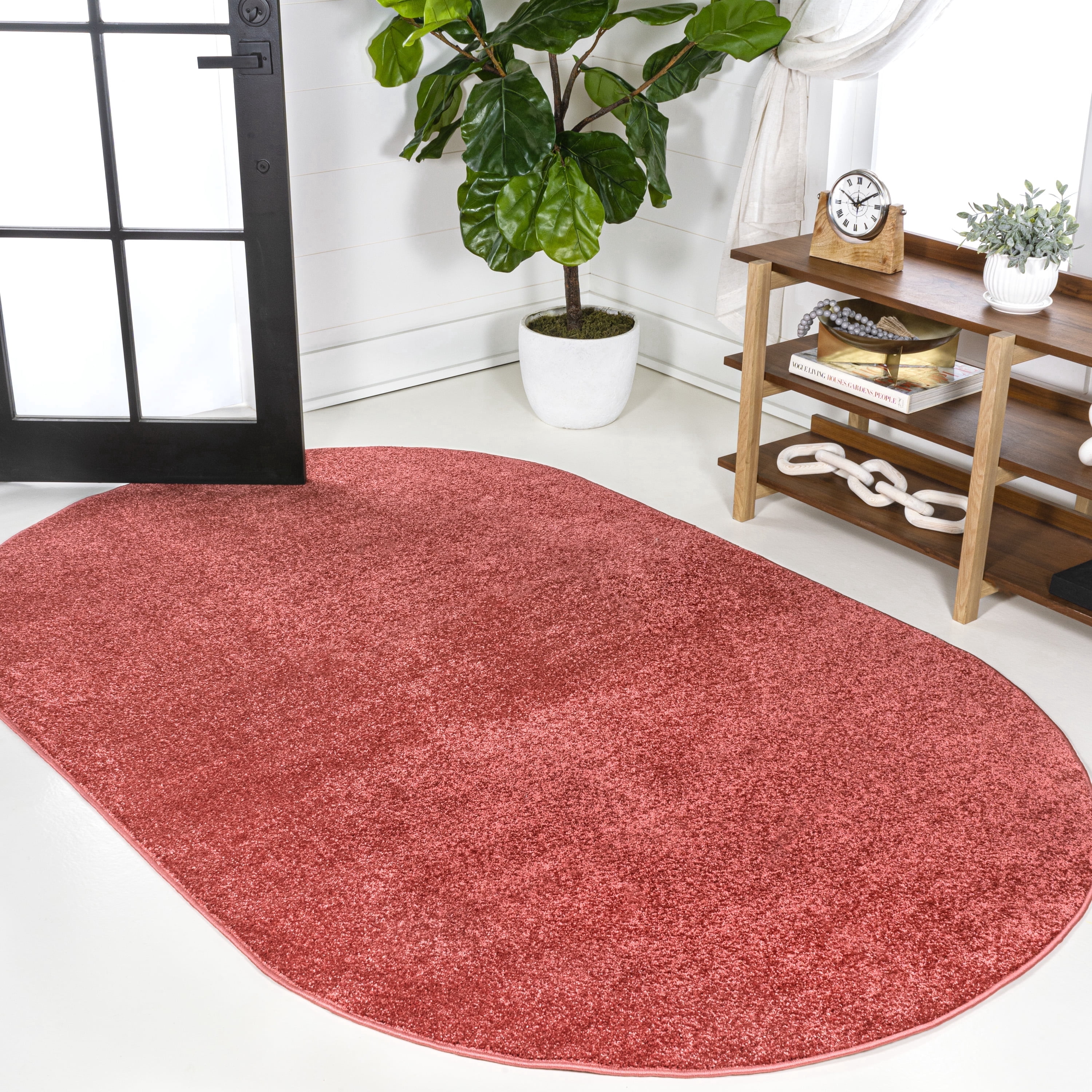 JONATHAN Y SUPERSOFT 5 x 8 Oval Area Rug, Haze - Red, SEU100E-5OV ...