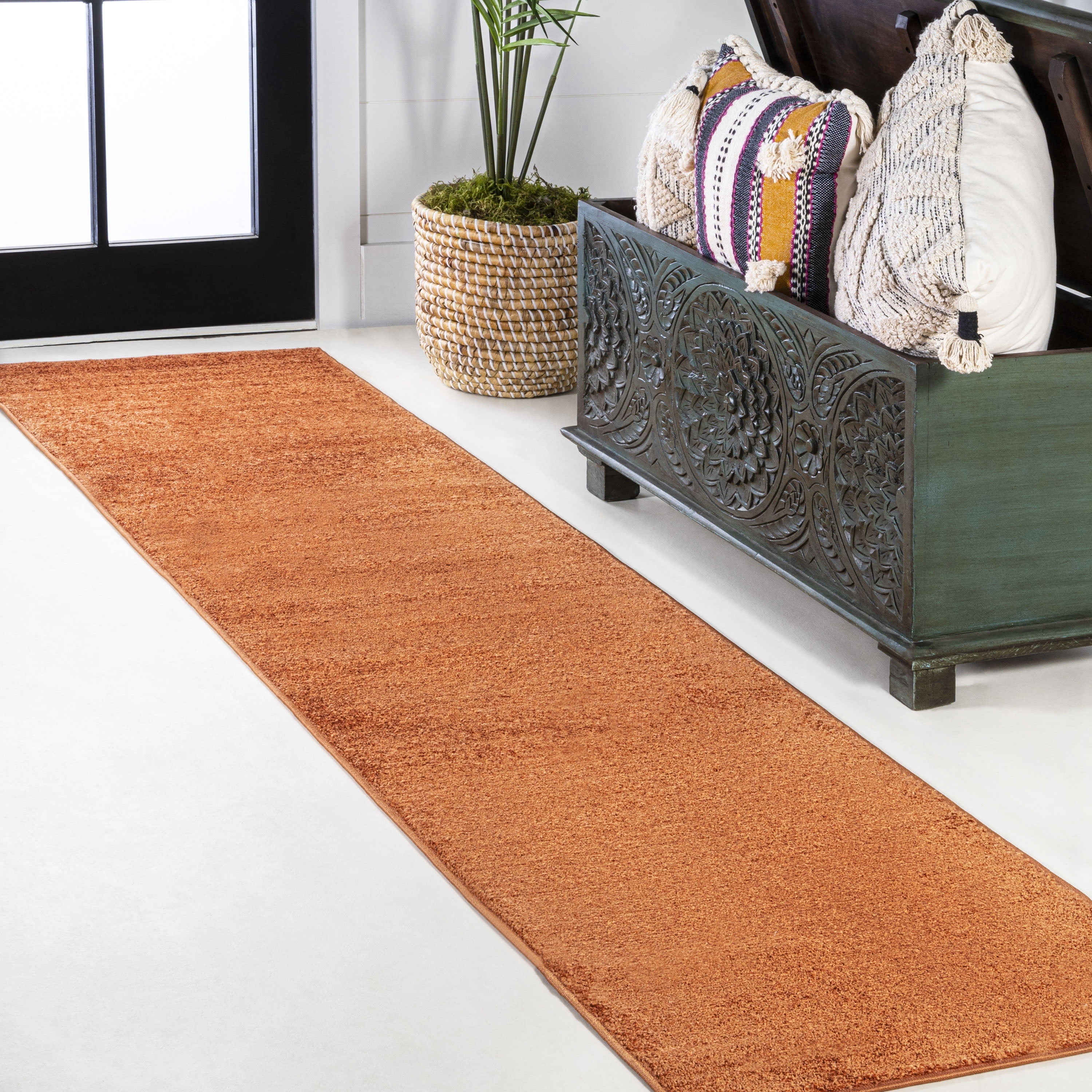 JONATHAN Y SUPERSOFT 2 x 12 Runner Rug, Haze - Orange, SEU100M-212 ...