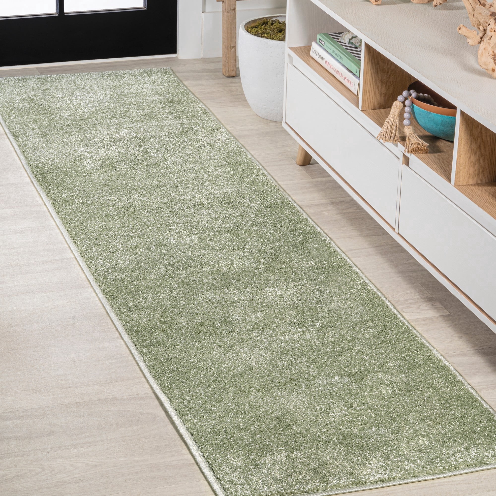 JONATHAN Y SUPERSOFT 2 x 12 Runner Rug, Haze - Green, SEU100O-212 ...