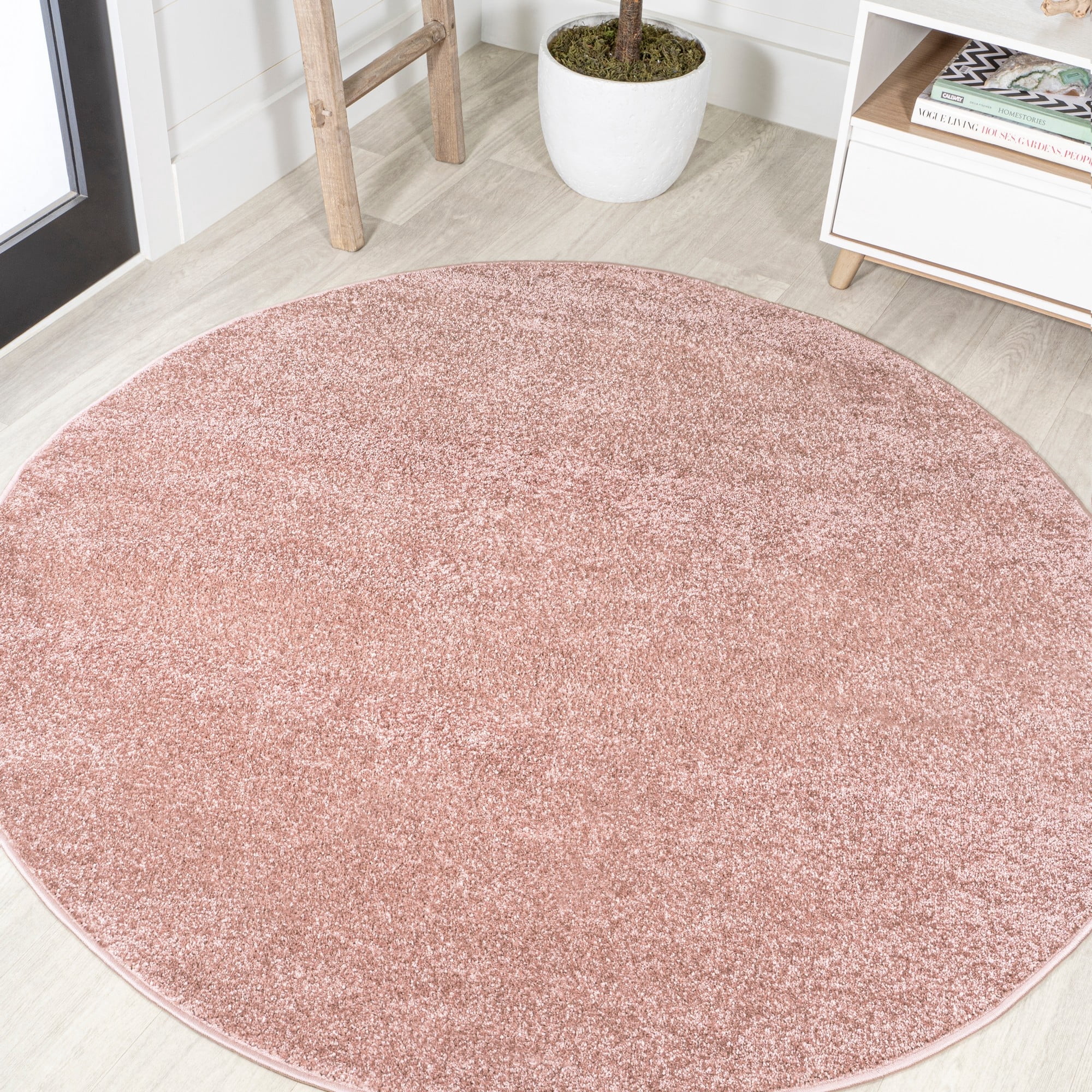 JONATHAN Y SUPERSOFT 6' Round Area Rug, Haze - Pink, SEU100P-6R ...
