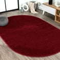 JONATHAN Y SEU100Q-3OV Haze Solid Low-Pile Dark Red 3 ft. x 5 ft. Oval ...