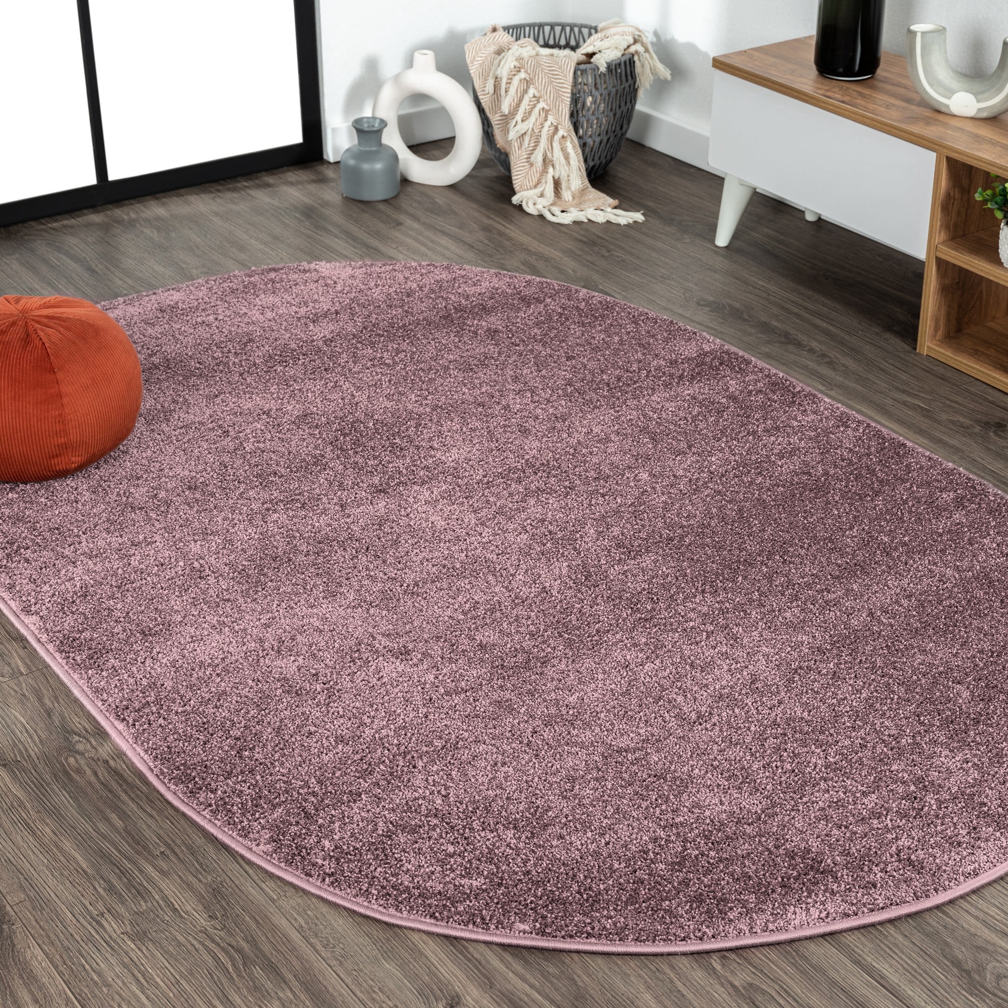 JONATHAN Y SUPERSOFT 5 x 8 Oval Area Rug, Haze - Light Purple, SEU100R ...