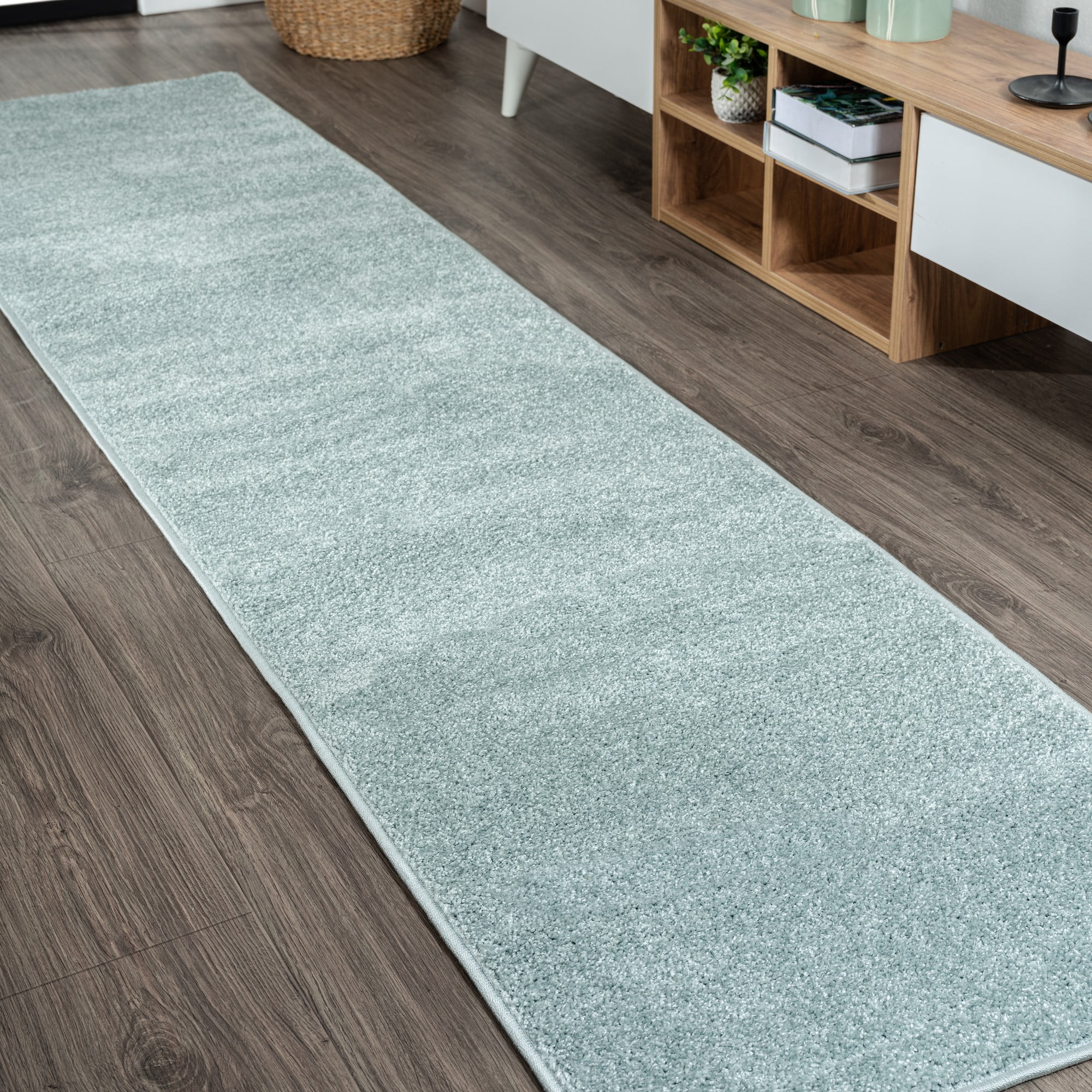 JONATHAN Y SUPERSOFT 2 x 14 Runner Rug, Haze - Aqua Blue, SEU100S-214 ...