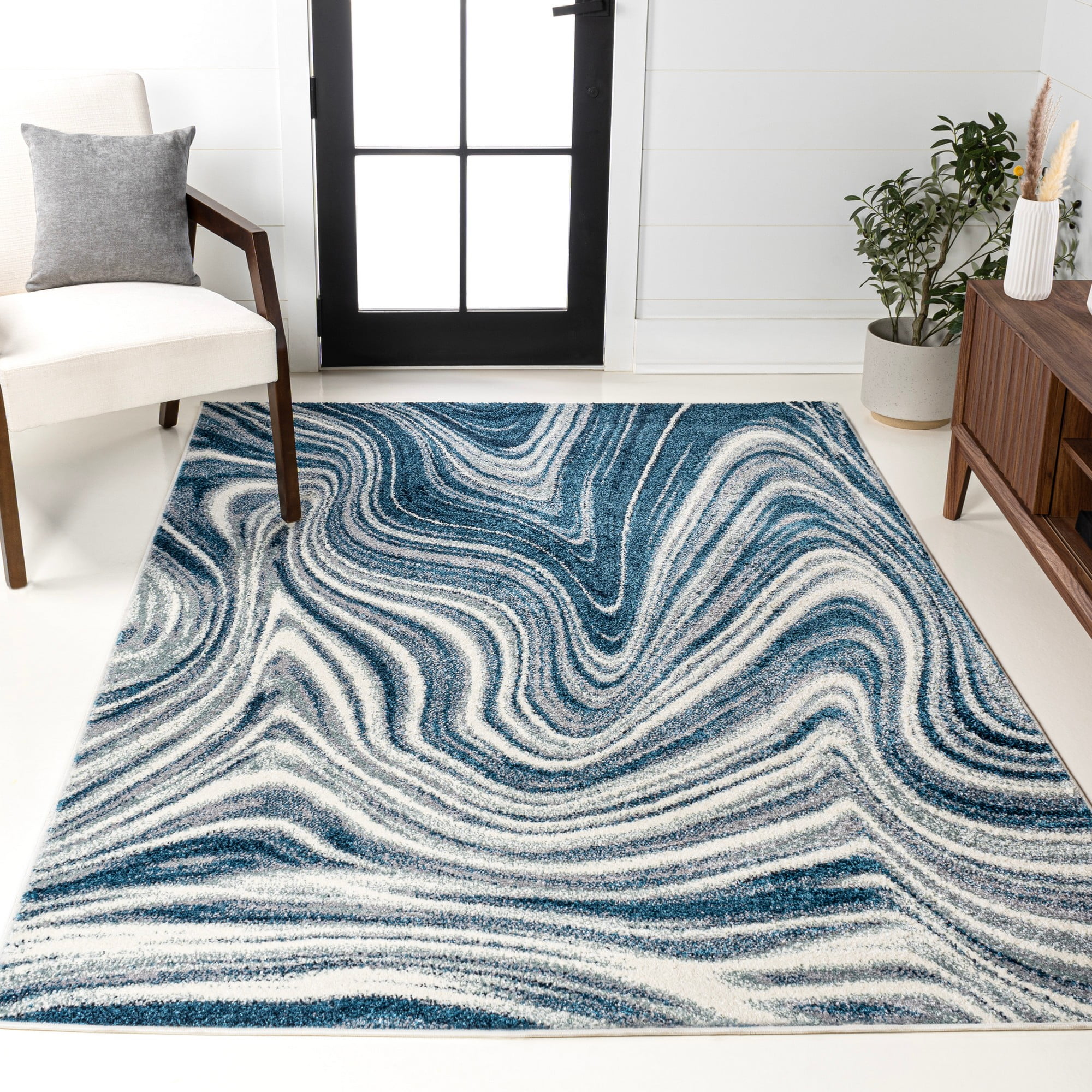 JONATHAN Y SEU301C-4 Eleni Contemporary Glam Abstract Marble Turquoise ...