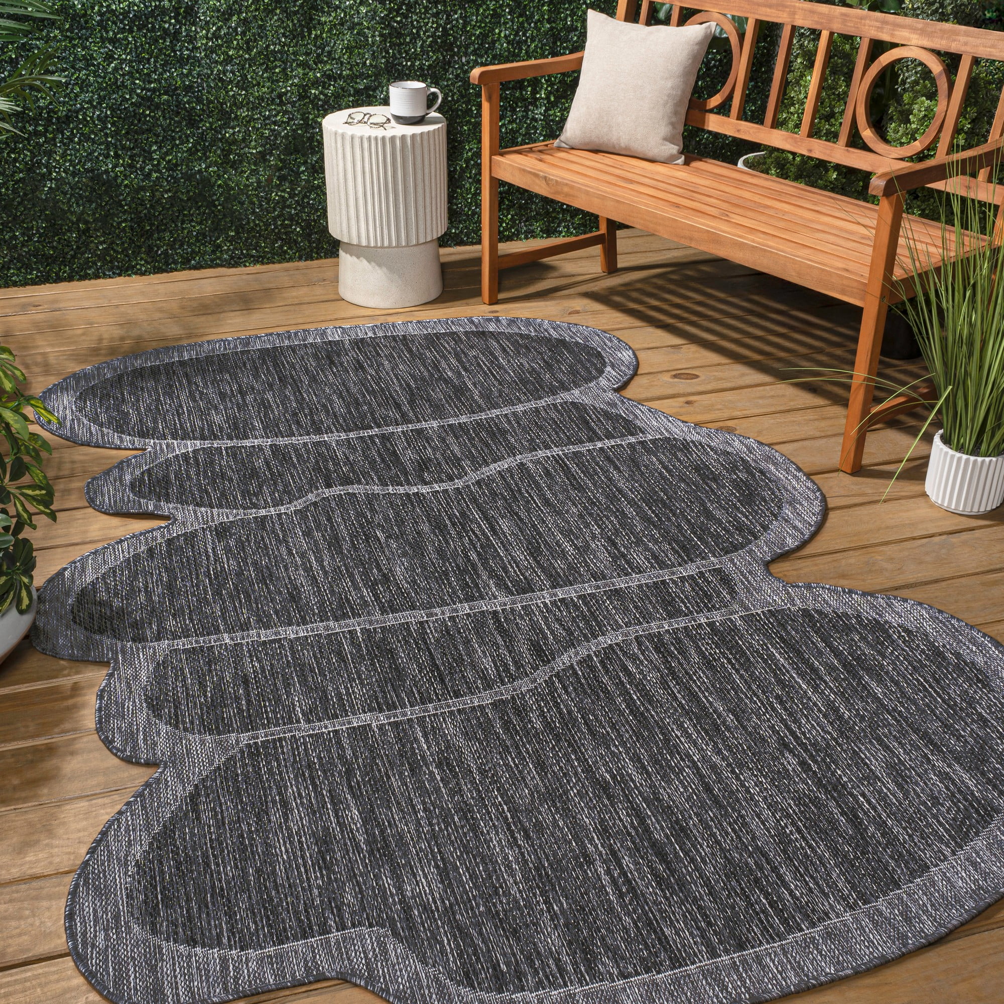 JONATHAN Y SHP101A-4 Jasper Modern Rustic Abstract Dark Gray/Gray 4 ft. x 6 ft. Indoor/Outdoor ...