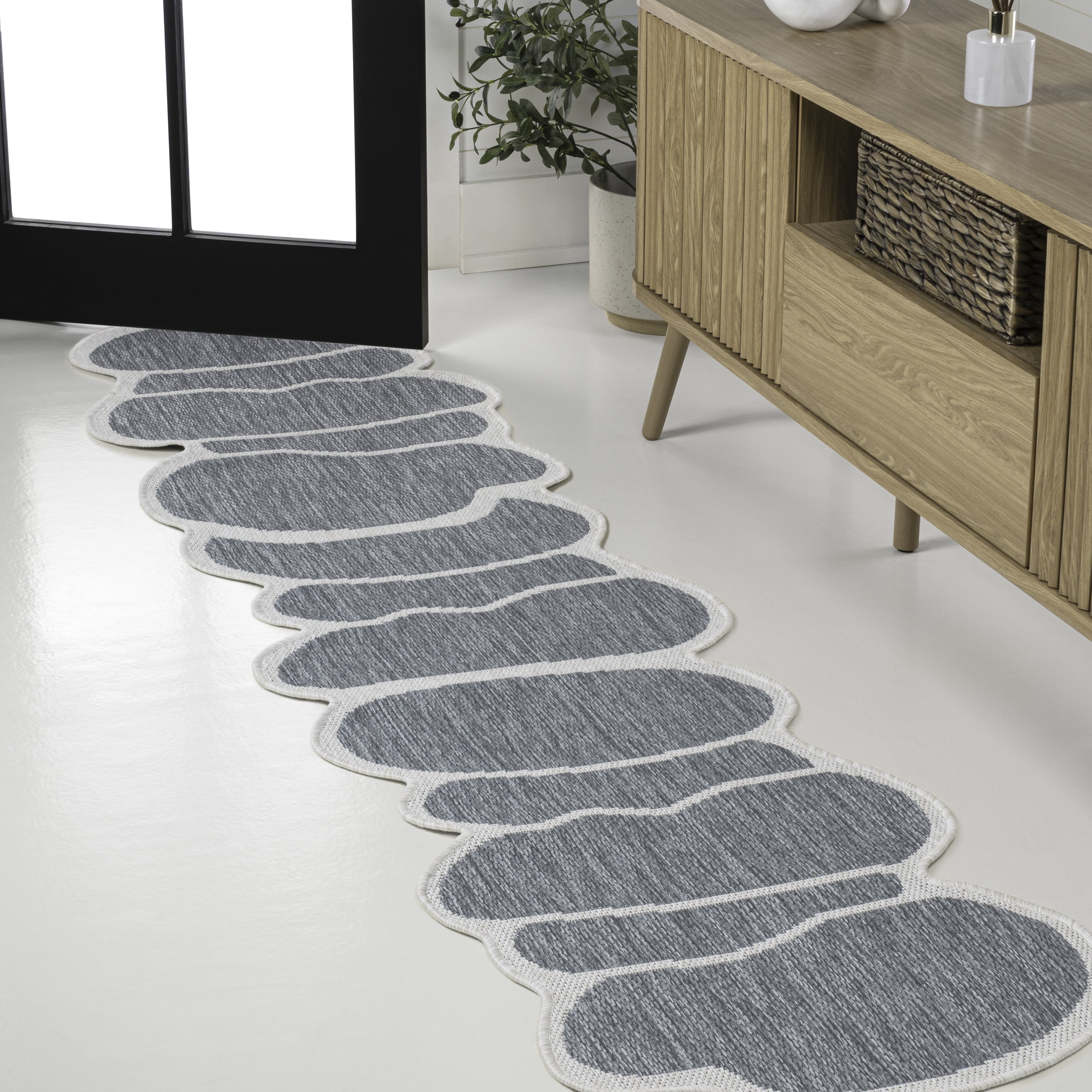 JONATHAN Y SHAPES 2 x 8 Runner Rug, Jasper Rustic Abstract - Blue/Cream ...