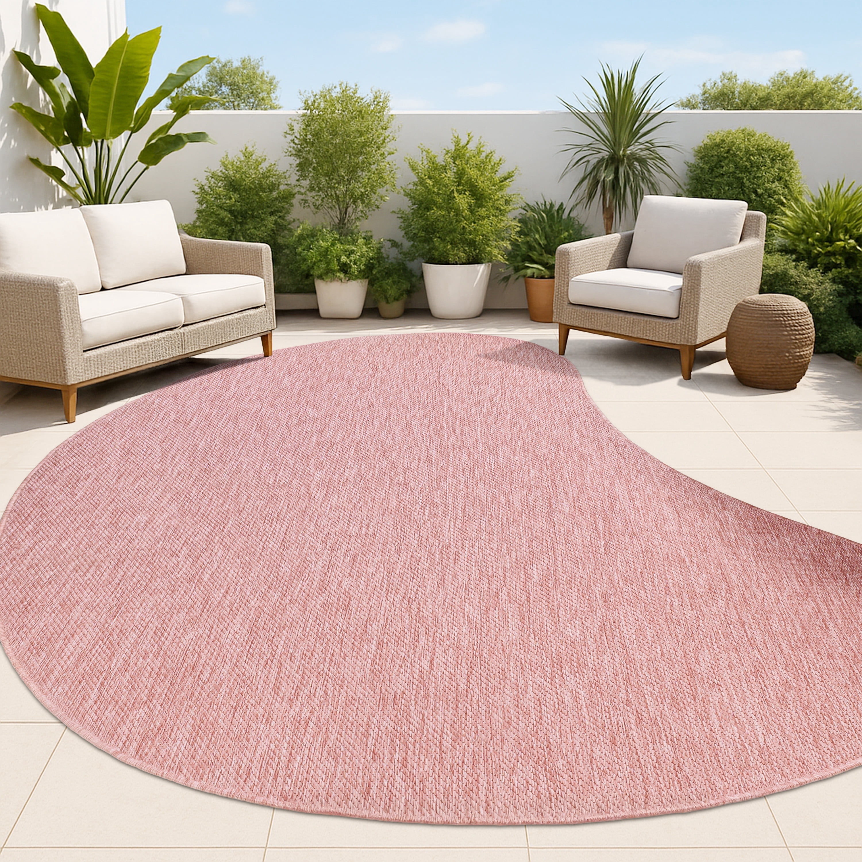 JONATHAN Y SHAPES Evan Rustic Organic Curve Area Rug, 6 x 9, Light Rose ...