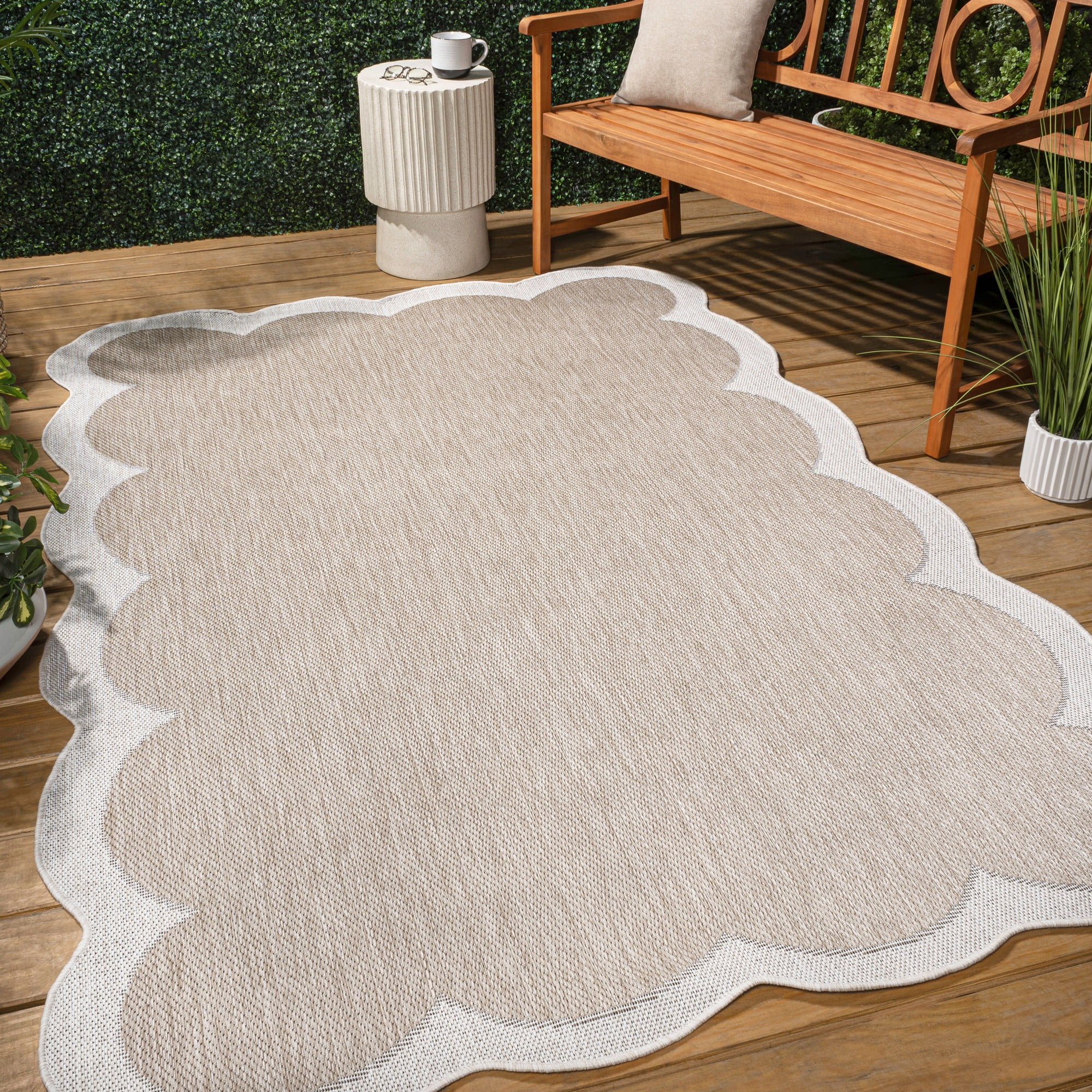 JONATHAN Y SHP103A-9 Alice Classic Cottage Two-Tone Scalloped Beige ...
