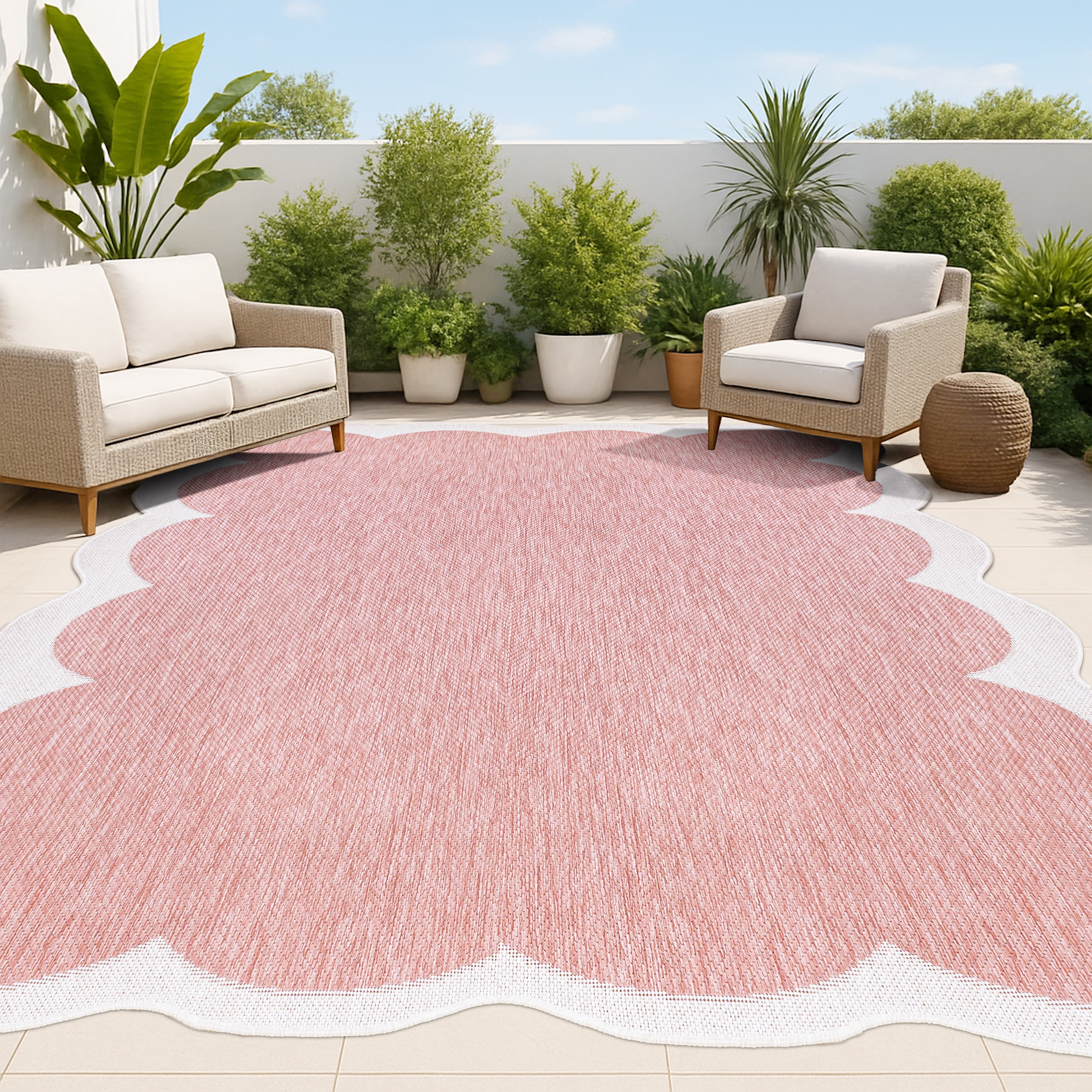 JONATHAN Y SHAPES 5 x 8 Area Rug, Alice Cottage Two-Tone Scalloped ...