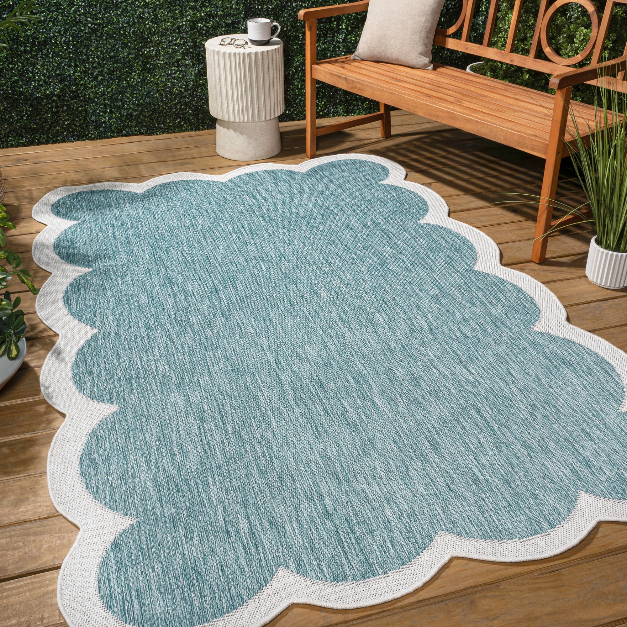 JONATHAN Y SHP103D-8 Alice Classic Cottage Two-Tone Scalloped Turquoise ...