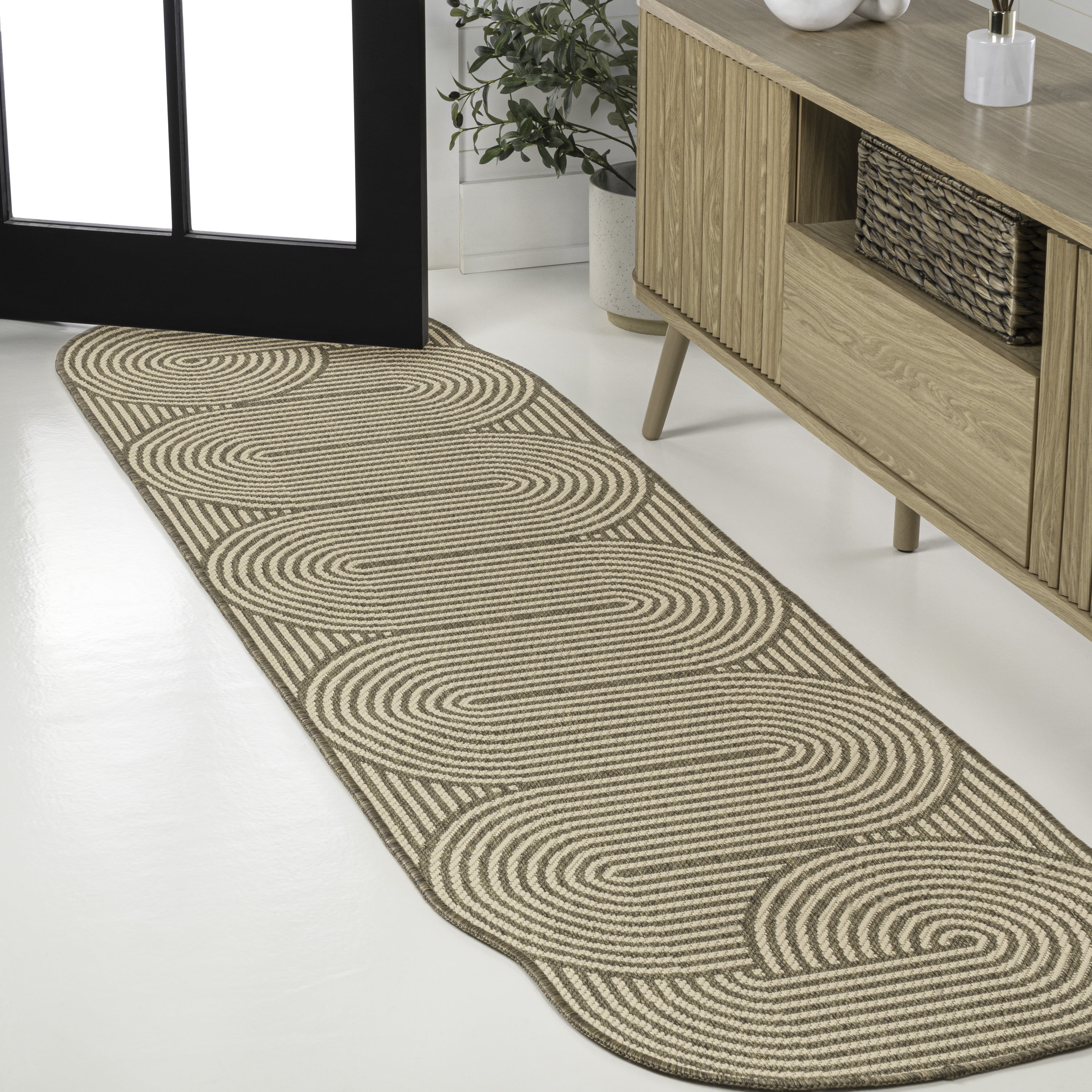 JONATHAN Y SHAPES 2 x 8 Runner Rug, Margot Geometric Arch Stripe ...