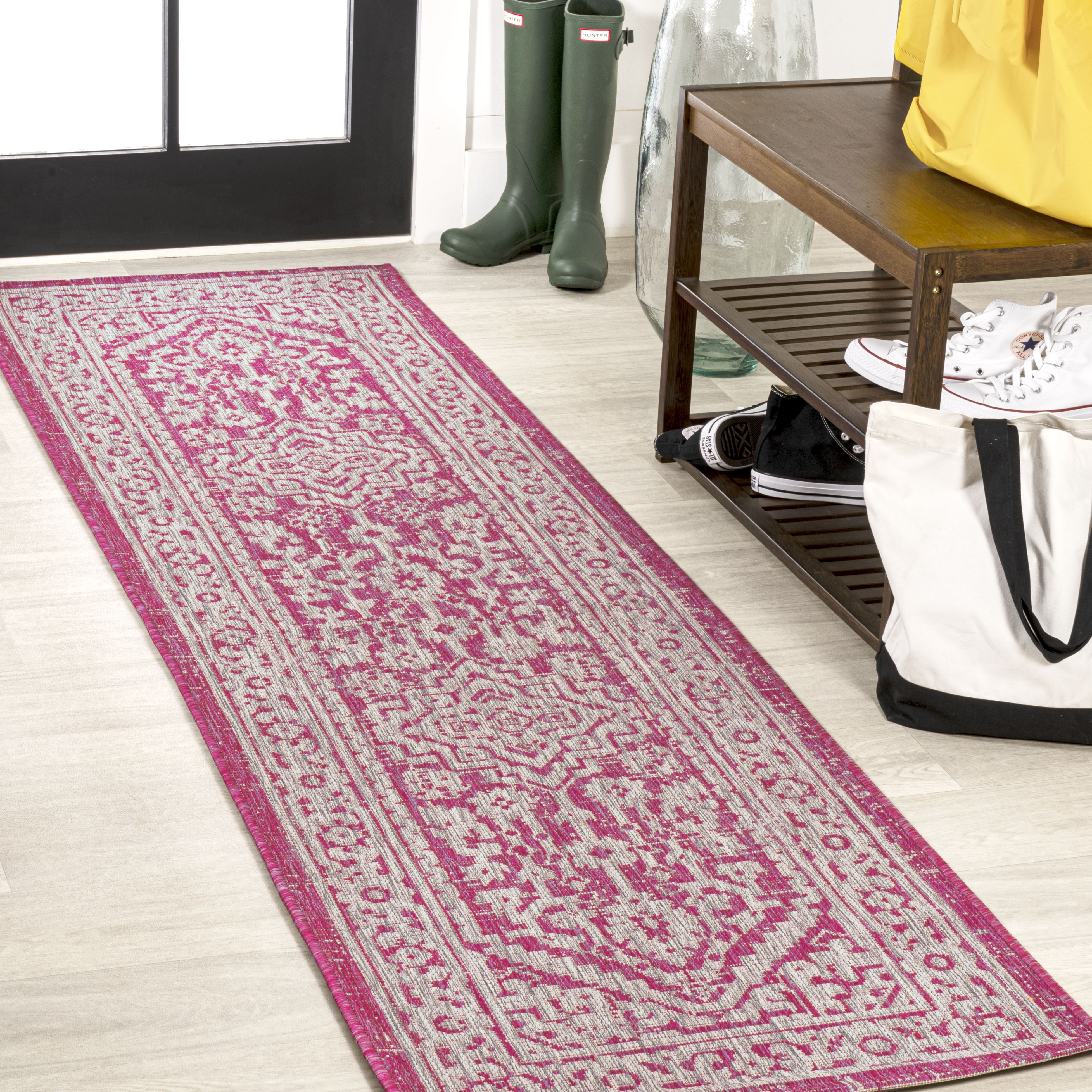 JONATHAN Y SANTA MONICA Sinjuri Medallion Textured Weave Fuchsia/Light ...
