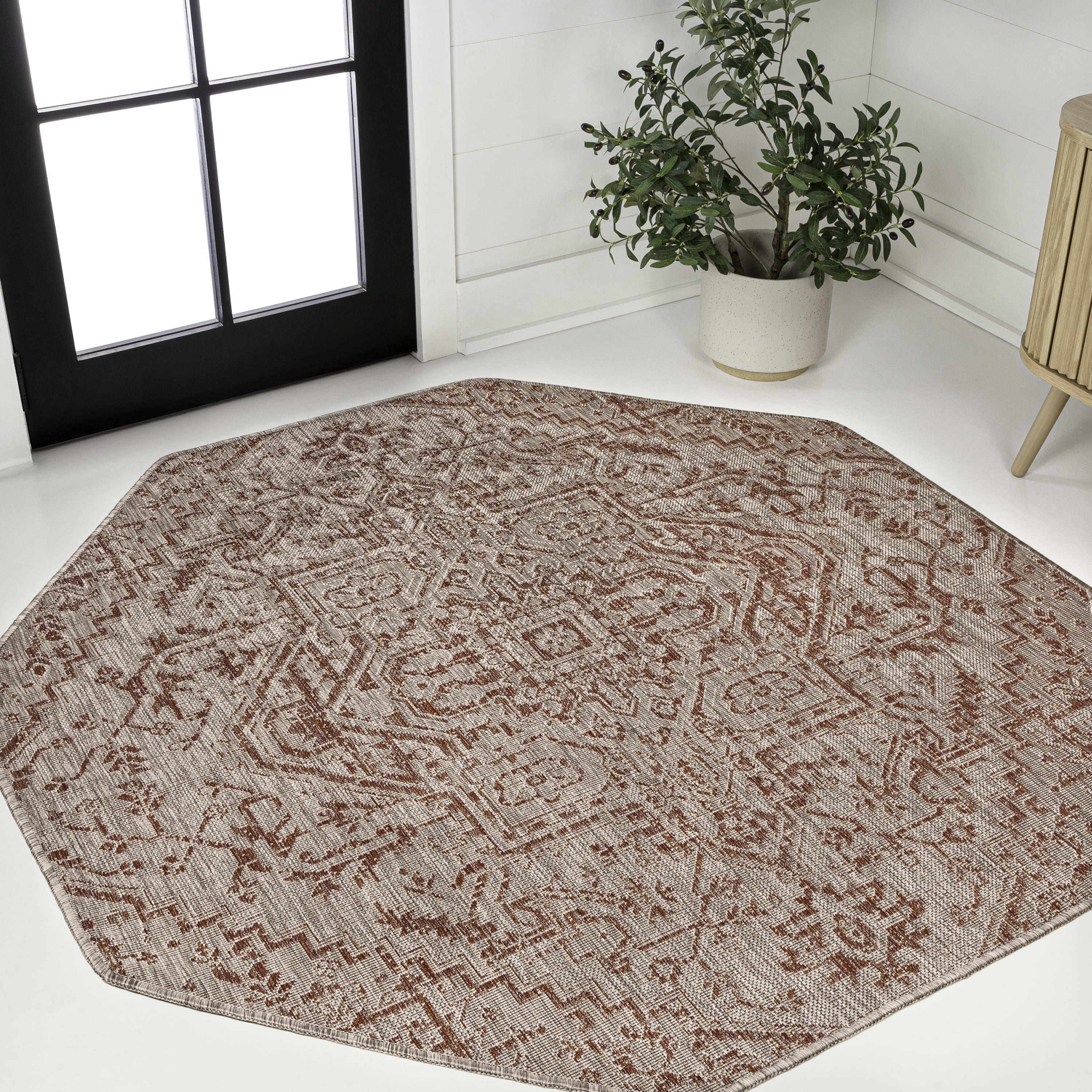 JONATHAN Y SANTA MONICA 8' Octagon Area Rug, Estrella Bohemian ...