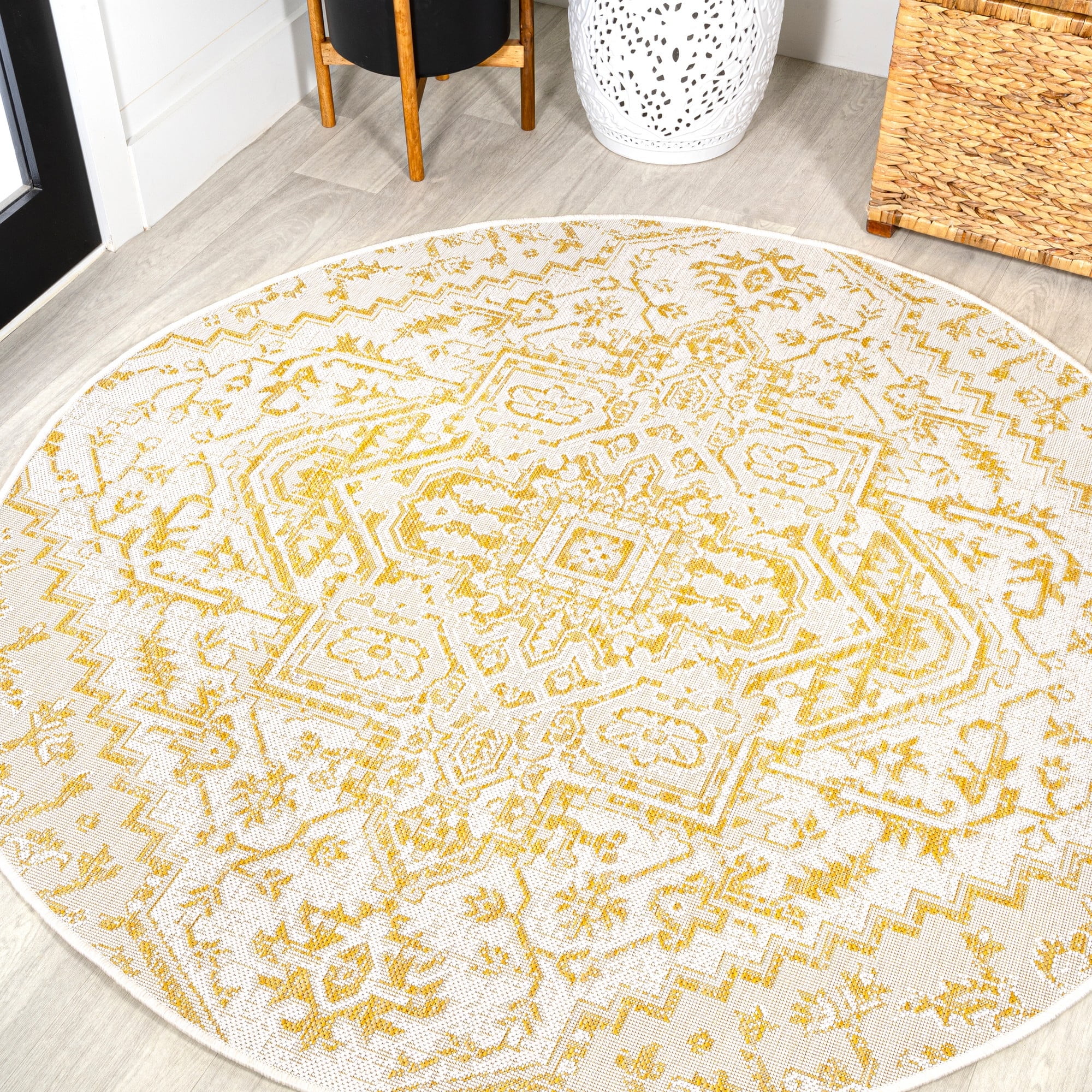 JONATHAN Y SANTA MONICA 5' Round Area Rug, Estrella Bohemian Medallion ...