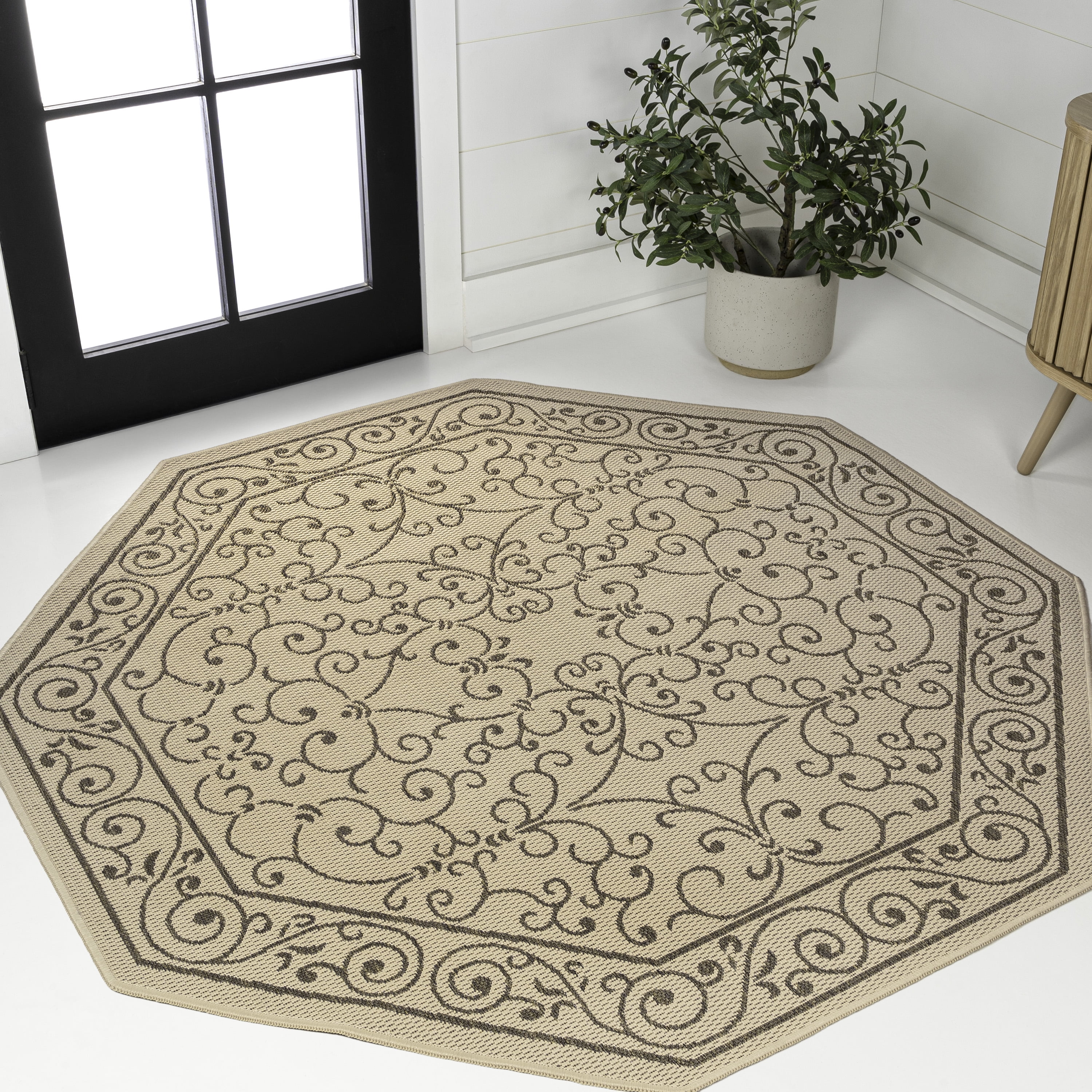 JONATHAN Y SANTA MONICA 8' Octagon Area Rug, Charleston Vintage ...