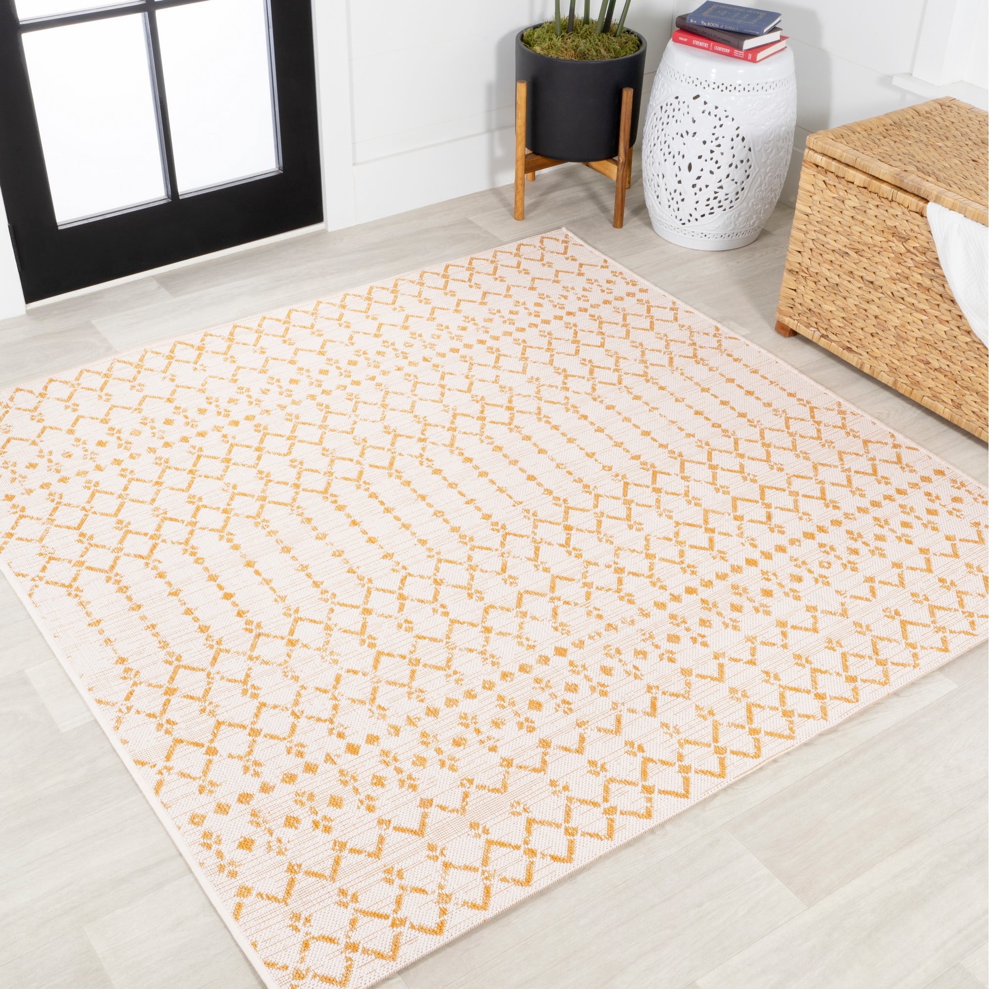 JONATHAN Y SMB108J-5SQ Ourika Moroccan Geometric Textured Weave Cream ...