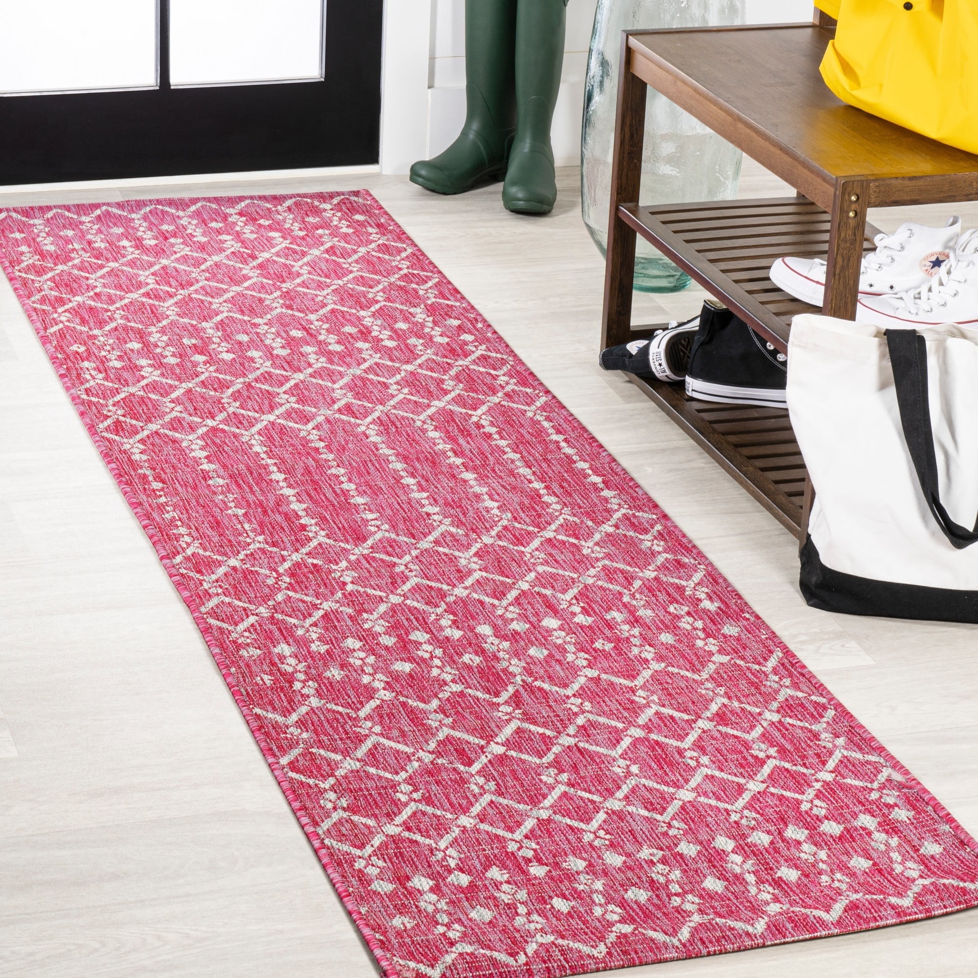 JONATHAN Y SMB108Q-210 Ourika Moroccan Geometric Textured Weave Fuchsia ...