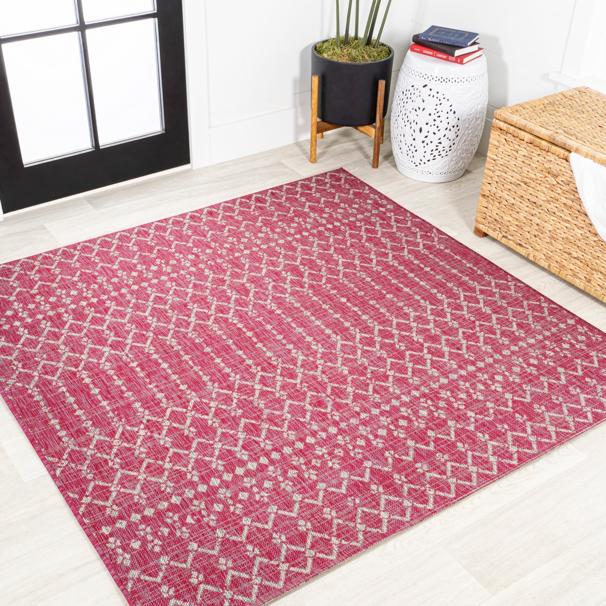 JONATHAN Y SANTA MONICA 5' Square Area Rug, Ourika Moroccan Geometric ...