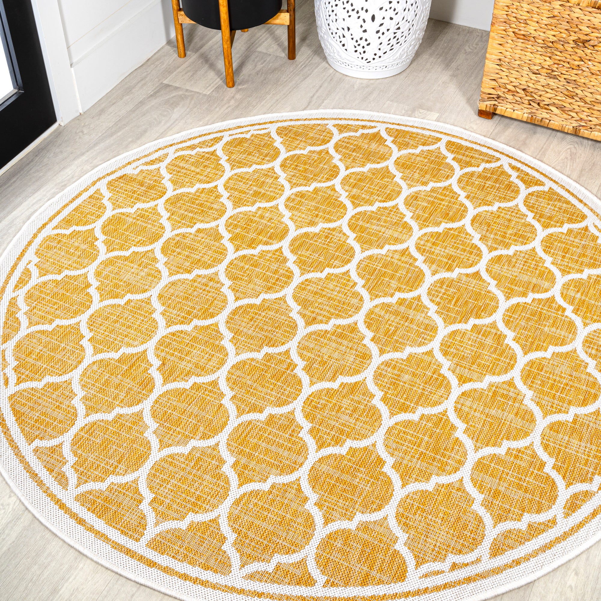 JONATHAN Y SANTA MONICA 5' Round Area Rug, Trebol Moroccan Trellis ...