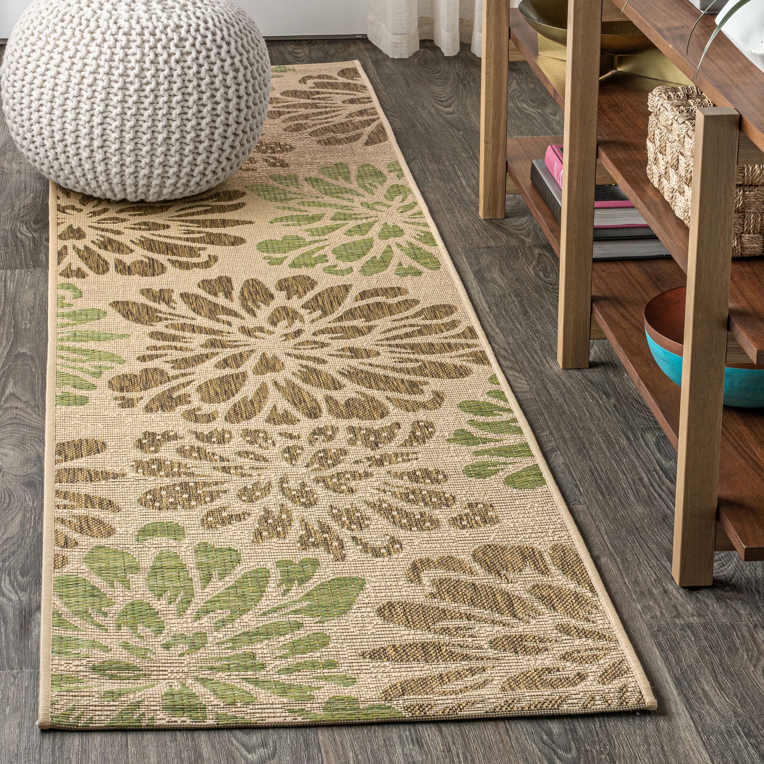 JONATHAN Y SANTA MONICA 2 x 10 Runner Rug, Zinnia Floral Textured Weave ...