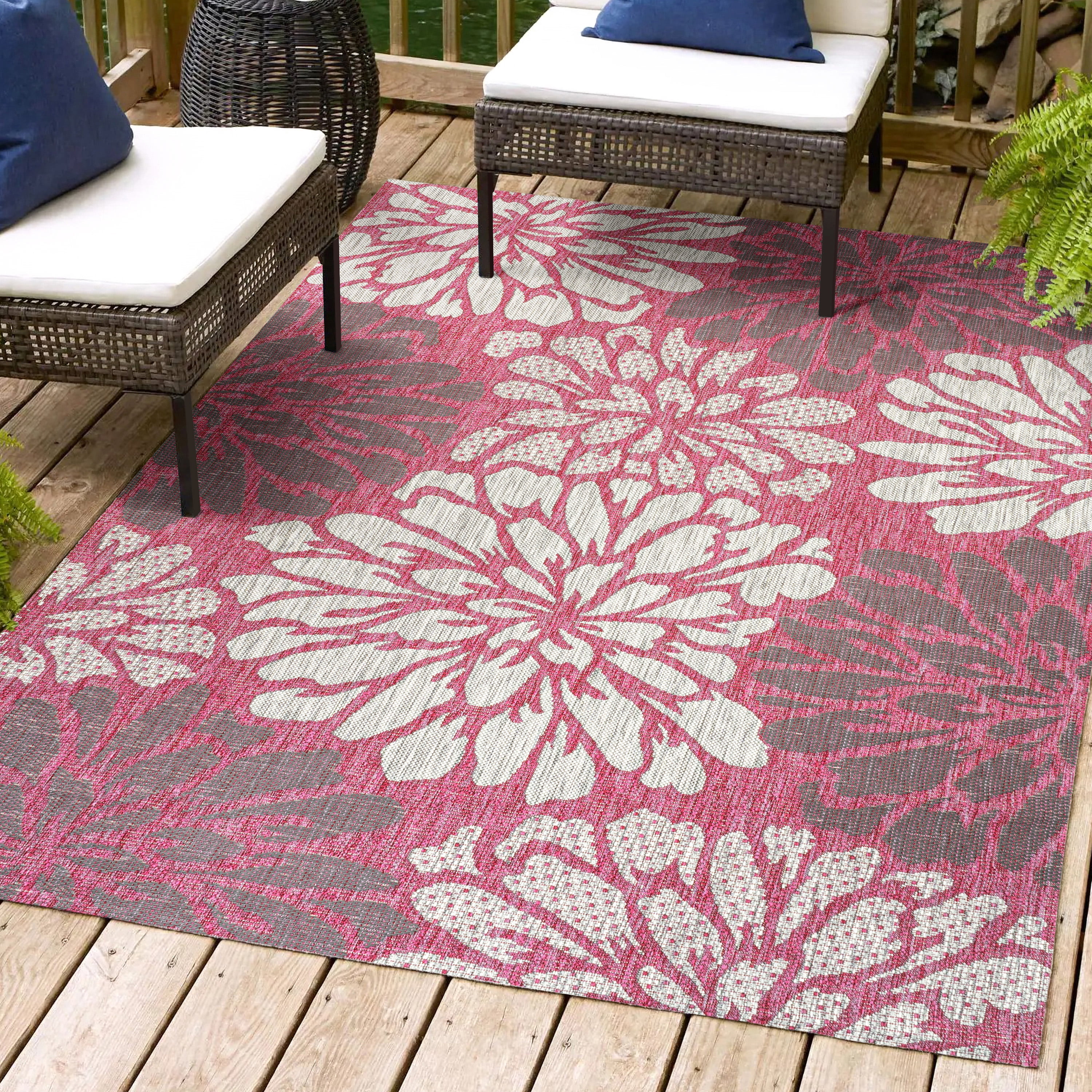JONATHAN Y SANTA MONICA Zinnia Modern Floral Textured Weave Fuchsia ...